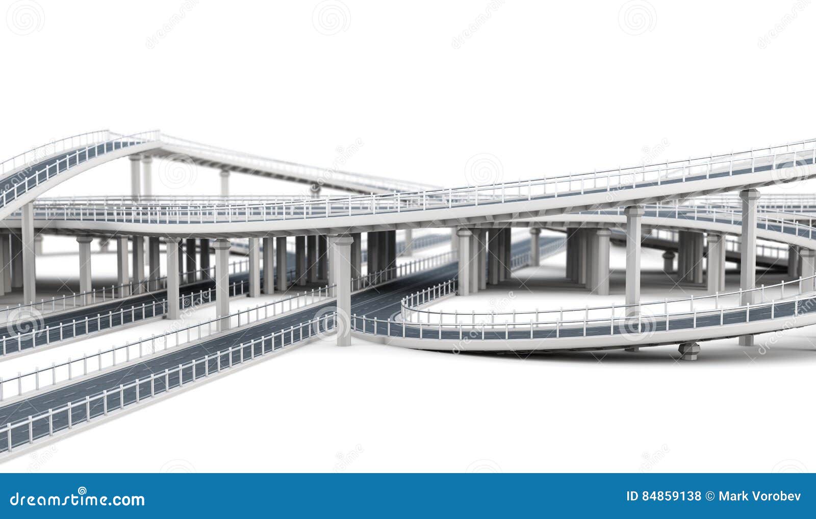 Overpass Highways Isolated on White Background. 3d Rendering Stock ...
