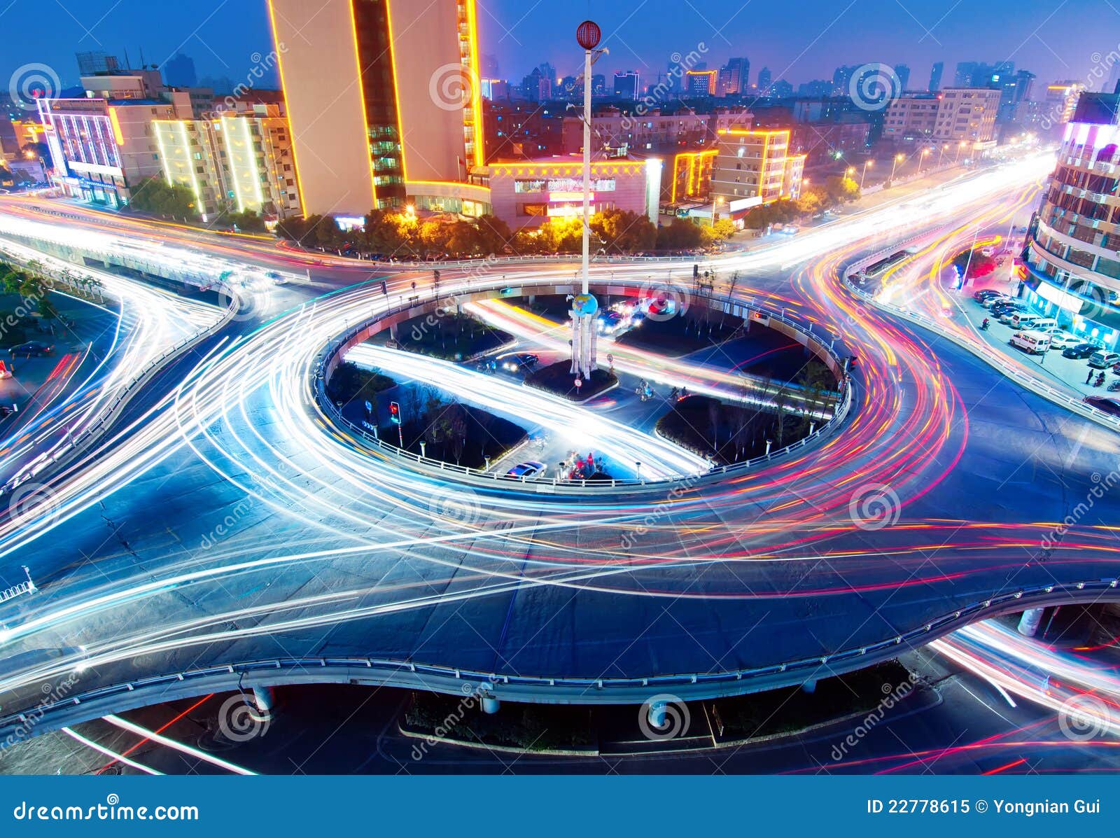 Overpass of the Light Trails Stock Image - Image of overpass, highway ...