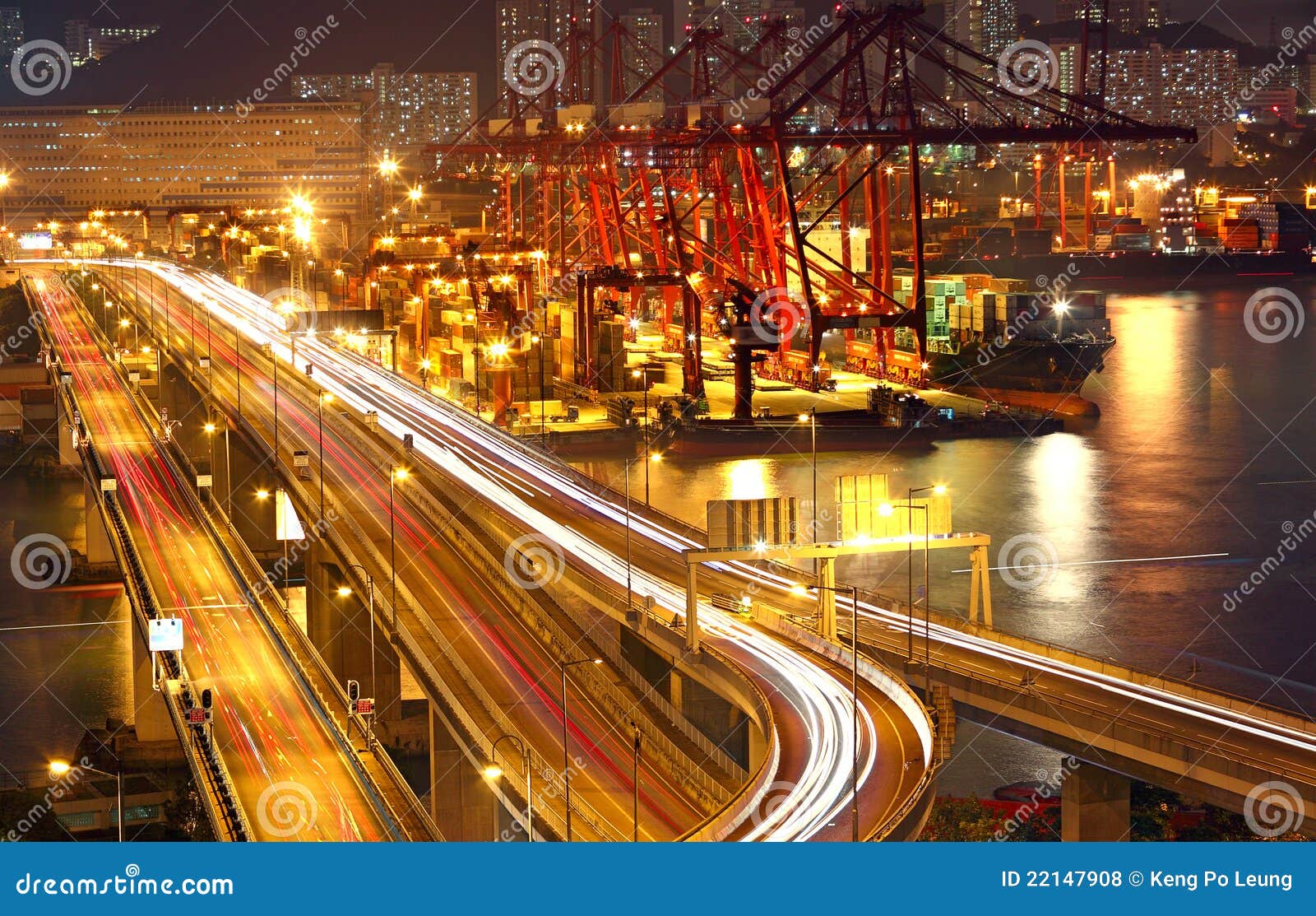 Overpass at night stock photo. Image of hongkong, modern - 22147908