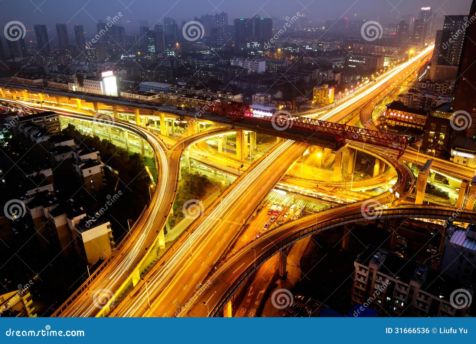 Overpass in the night stock photo. Image of crossing - 31666536
