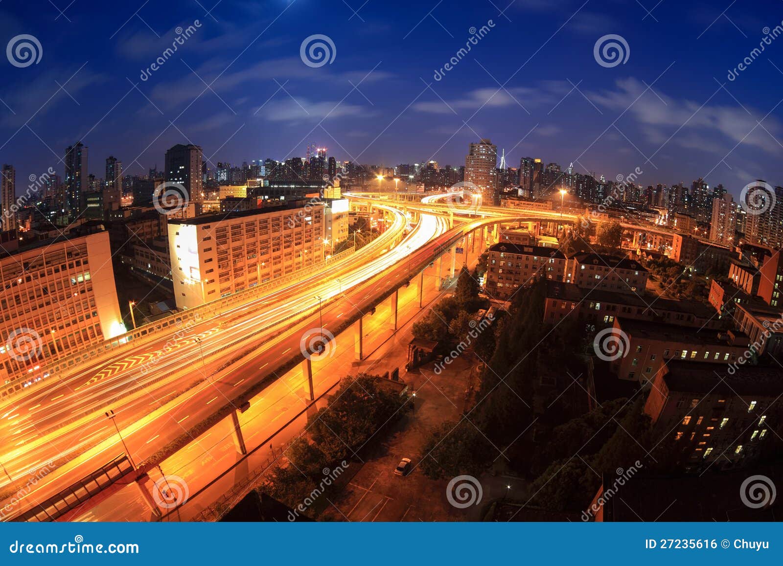 Overpass at Night in Shanghai Stock Photo - Image of road, architecture ...