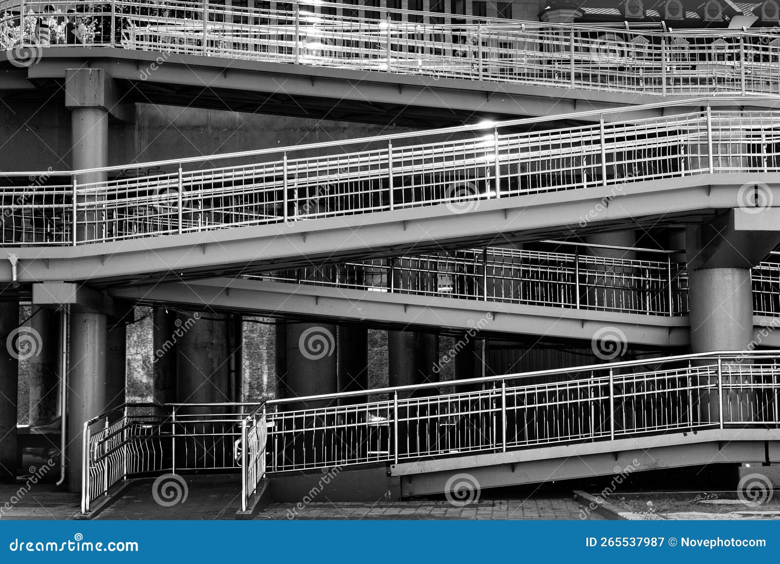 Overpass Ramp with Railings. Abstract Image of Metal Structures Stock ...