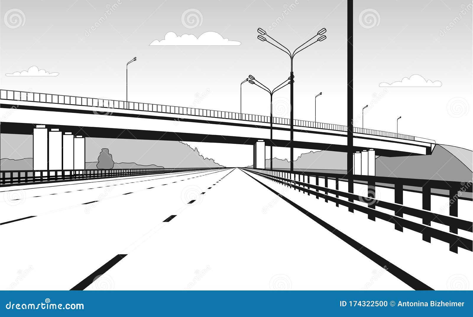 Overpass. Road Junction. the Road Goes Under the Bridge. Elevated Road ...