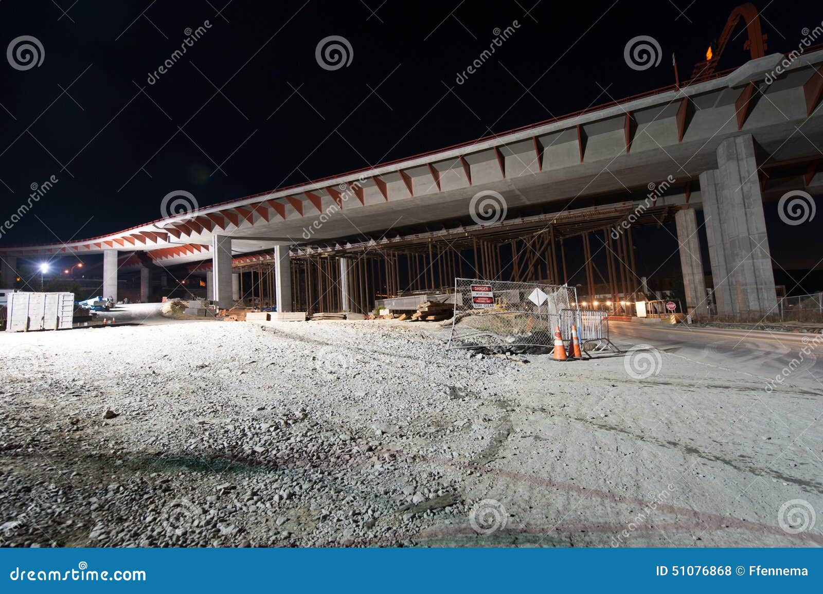 Overpass Under Construction with Gravel Ground Stock Photo - Image of ...