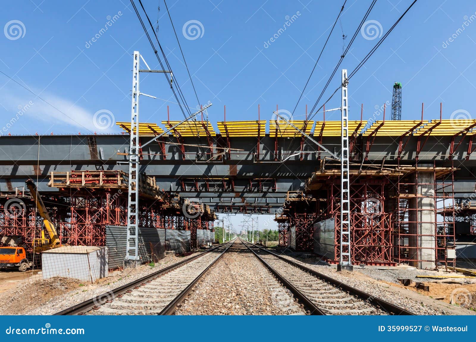 Overpass under railways stock image. Image of framework - 35999527