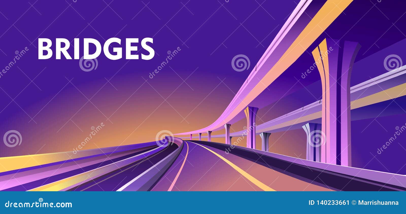 Overpass Viaduct Bridge Cartoon Vector | CartoonDealer.com #142381383