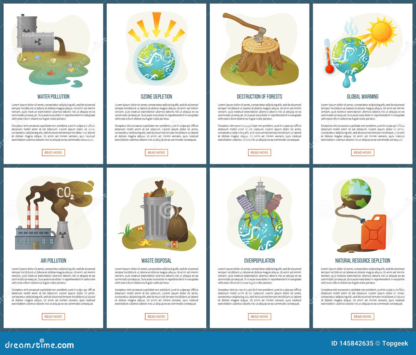 Overpopulation and Forest Destruction Website Set Stock Vector ...