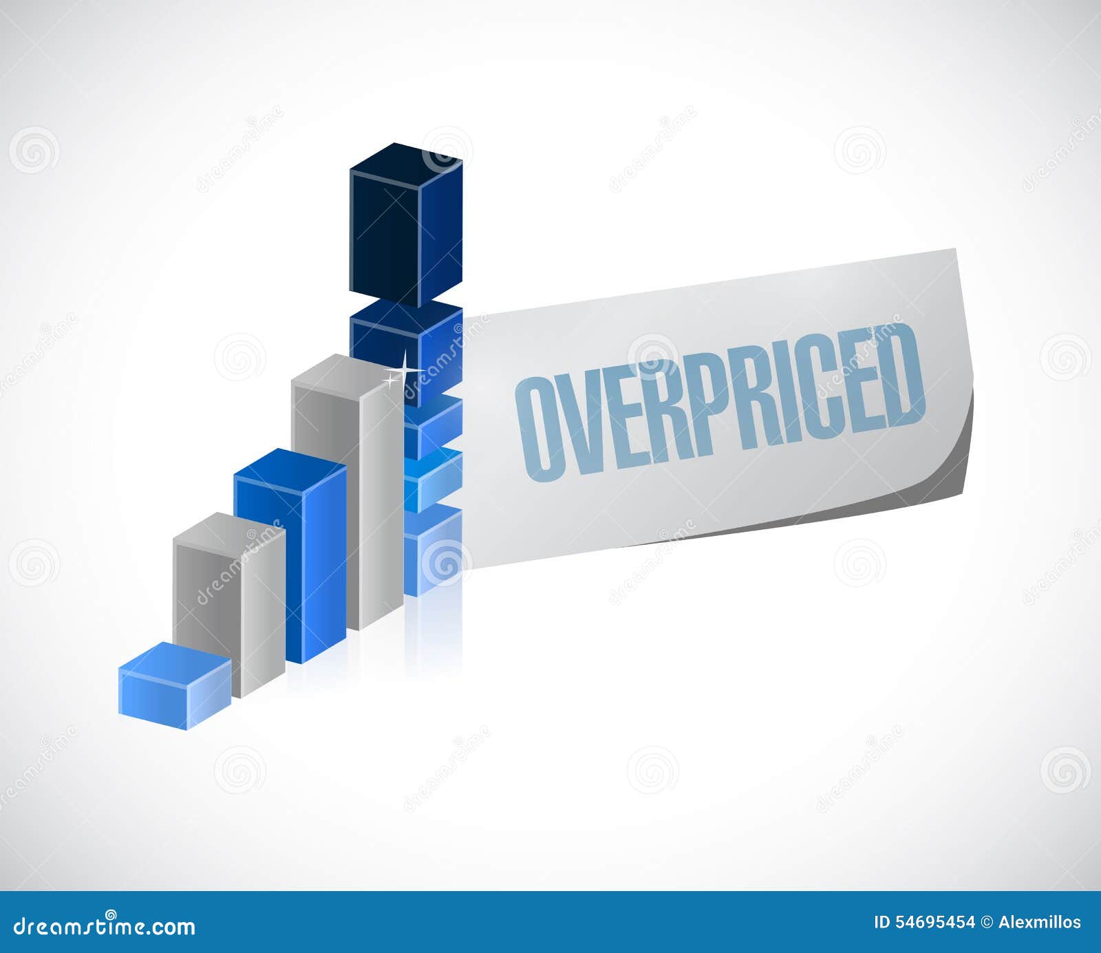 Overpriced Bar Graph Sign Concept Stock Illustration - Illustration of ...
