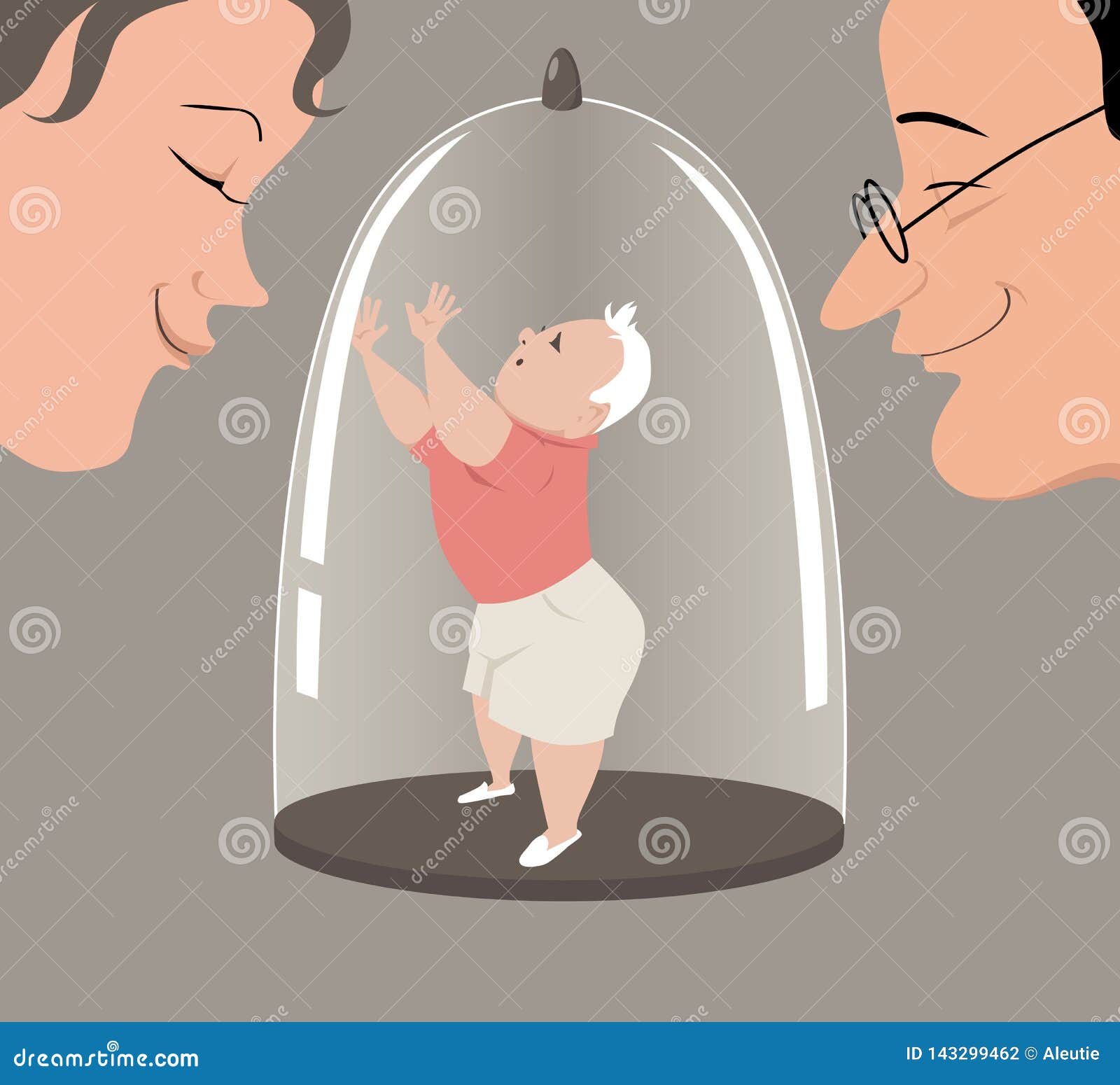 Overprotective Parent Holding The Baby In A Bubble In Her Hand Vector ...