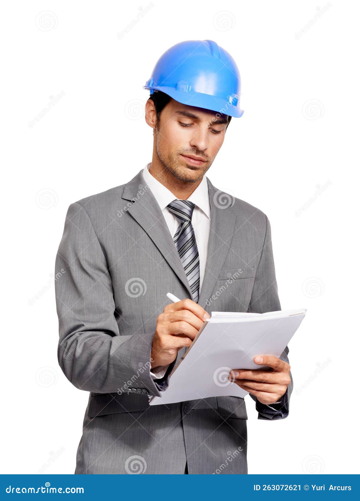 Overseeing a Construction Site. a Handsome Young Contractor in a ...