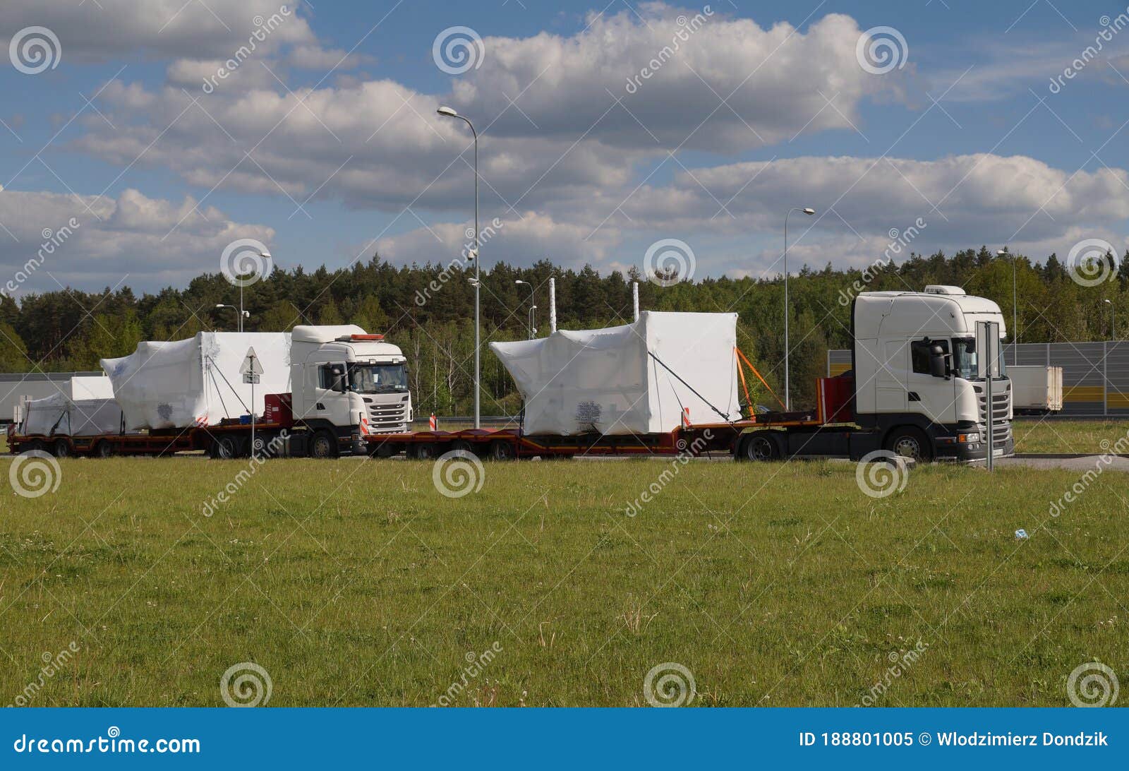 Oversize Load or Exceptional Convoy. a Trucks with a Special Semi ...