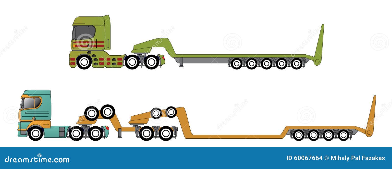 Oversize and Overweight Hauling Trucks Stock Illustration ...