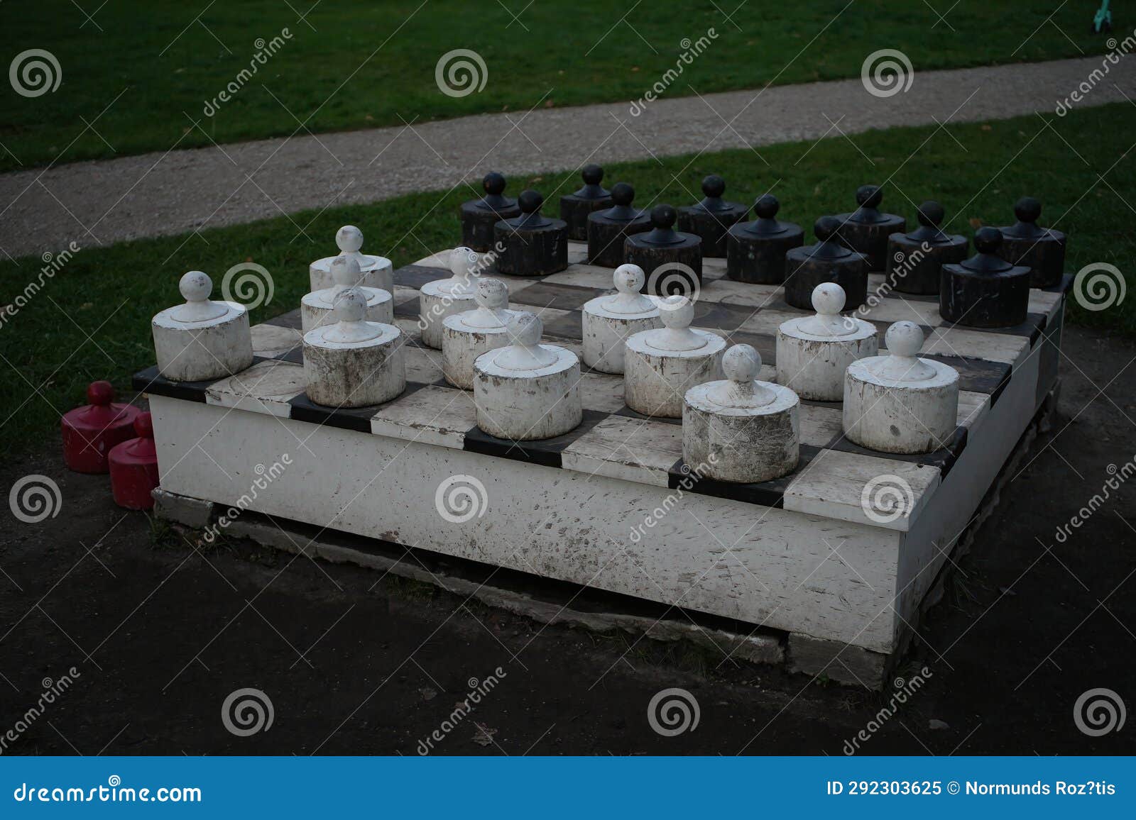 Oversized Checkers Table in the Walking Park Stock Image - Image of ...