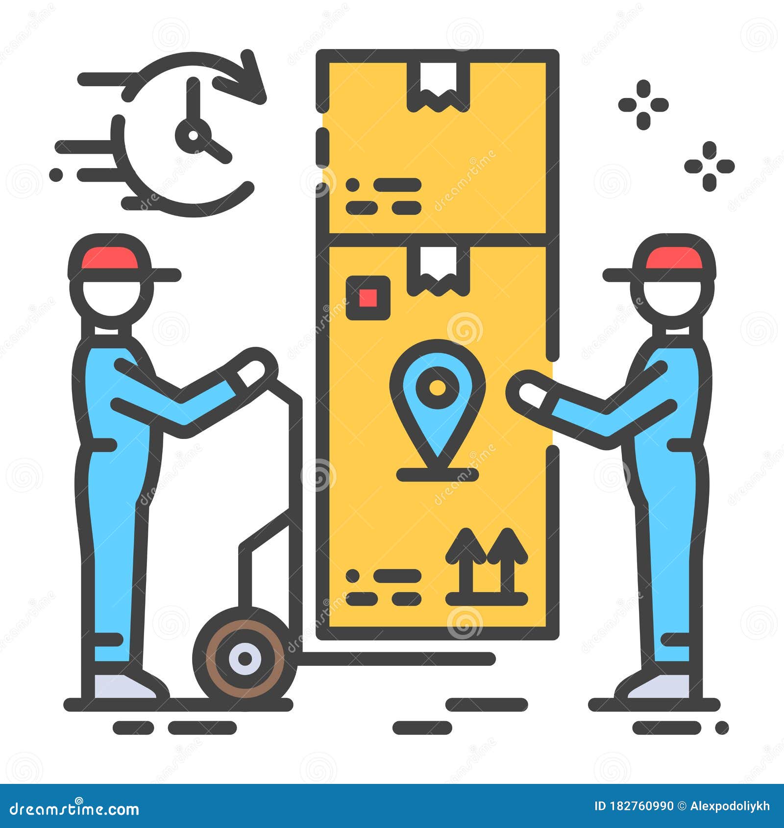 Oversized Goods Delivery Color Line Icon. Services Loaders Sign ...