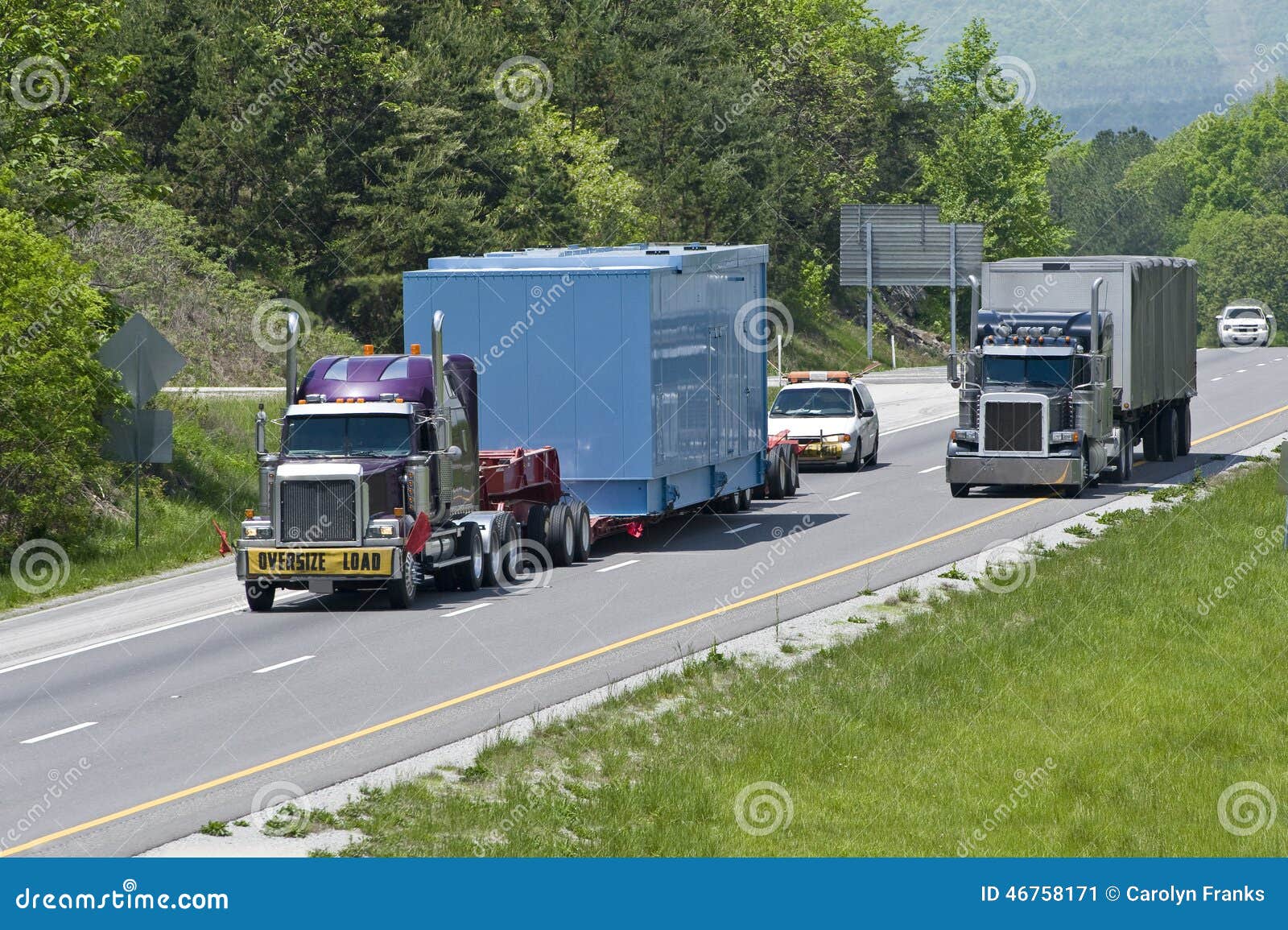 Big trucks on a highway stock image. Image of oversized - 46758171