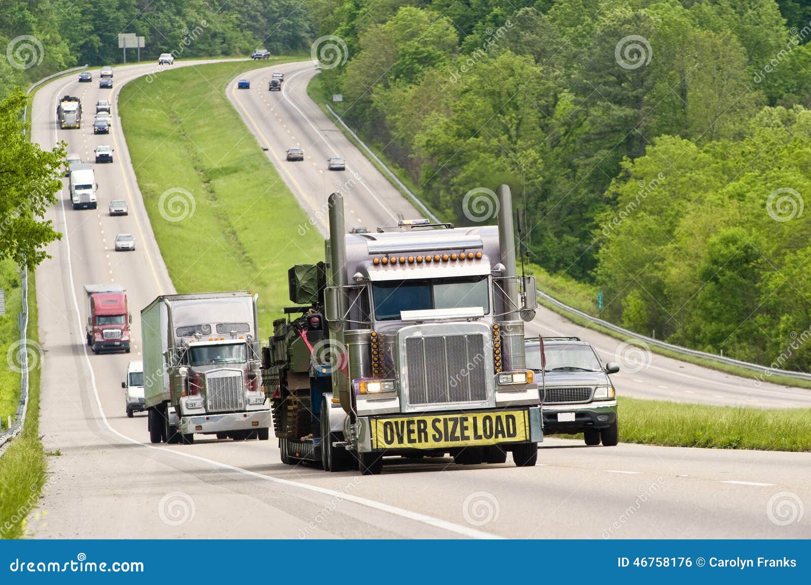 Oversized Load Traveling Down Highway Stock Photo - Image of detail ...
