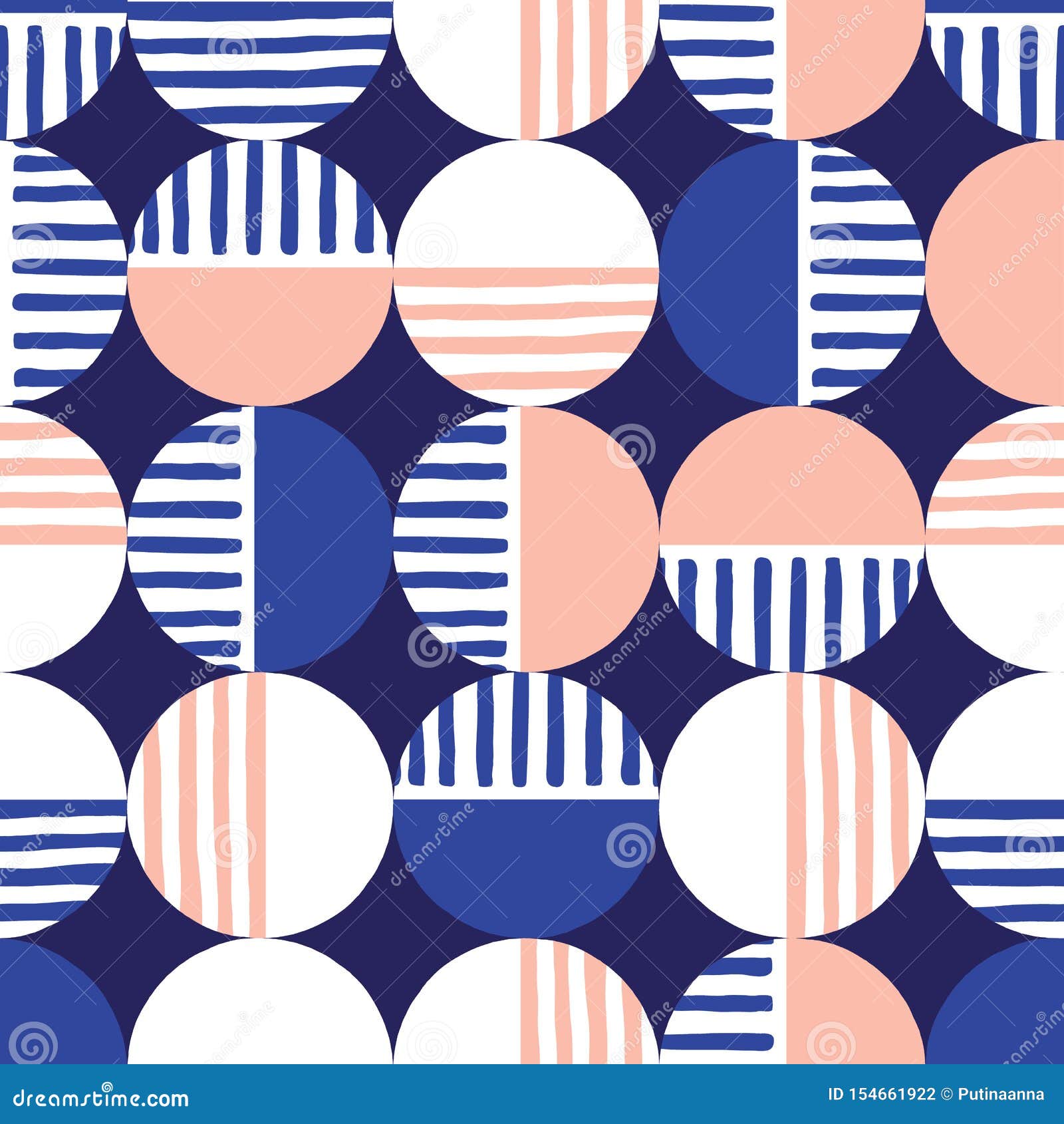 Oversized Retro Geo Dots Vector Seamless Pattern. Modern Abstract Blue ...