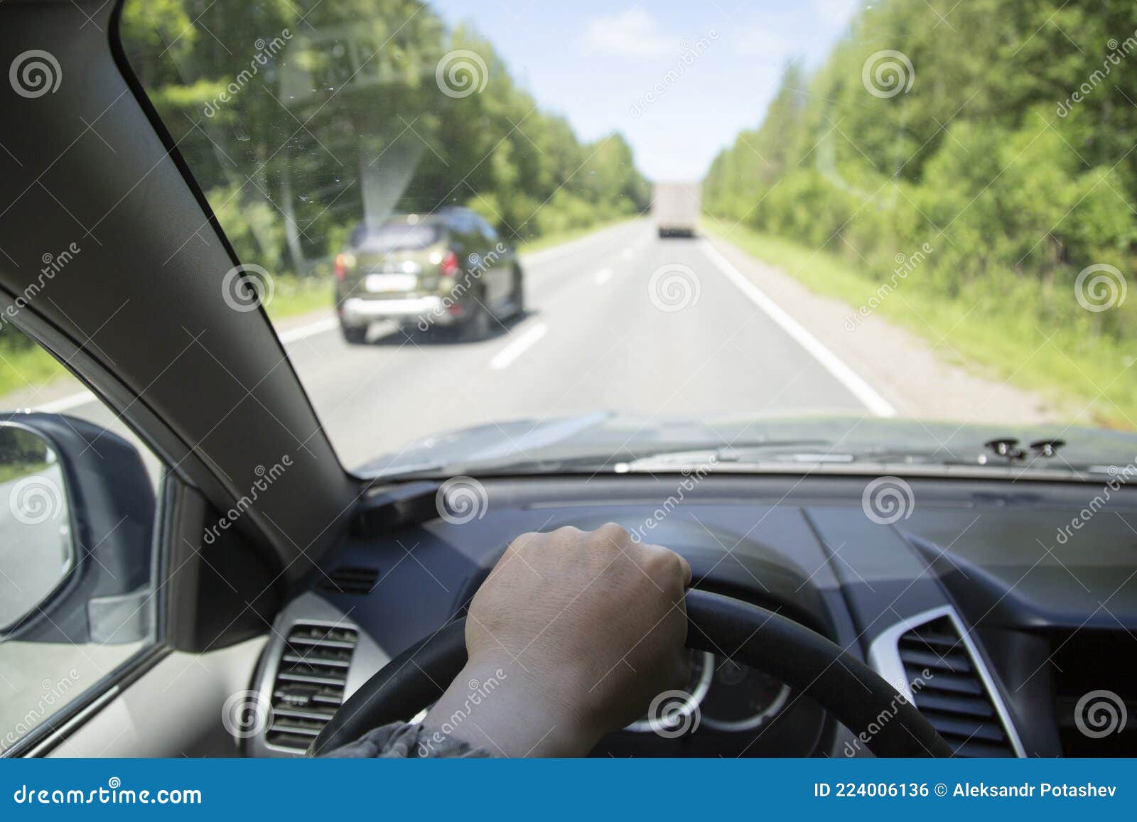 Overtaking a Car.a Dangerous Maneuver on the Road Stock Photo - Image ...