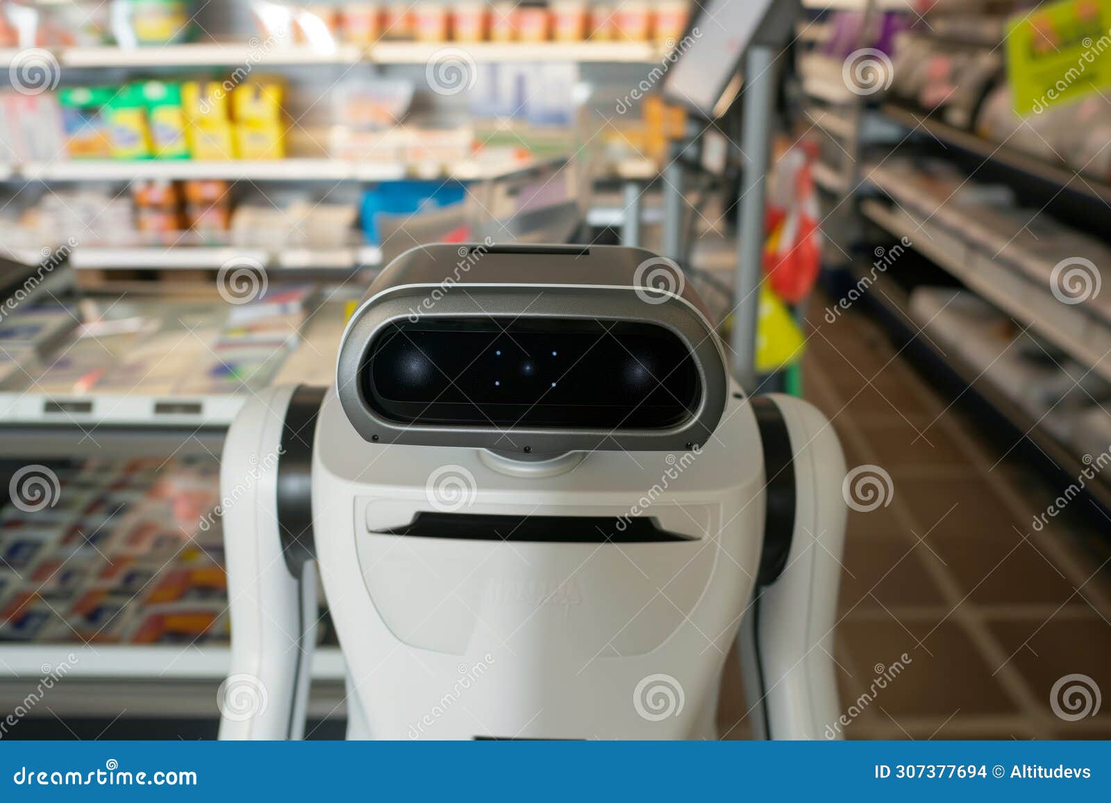Overtheshoulder View of Customer Facing Checkout Robot Stock Photo ...