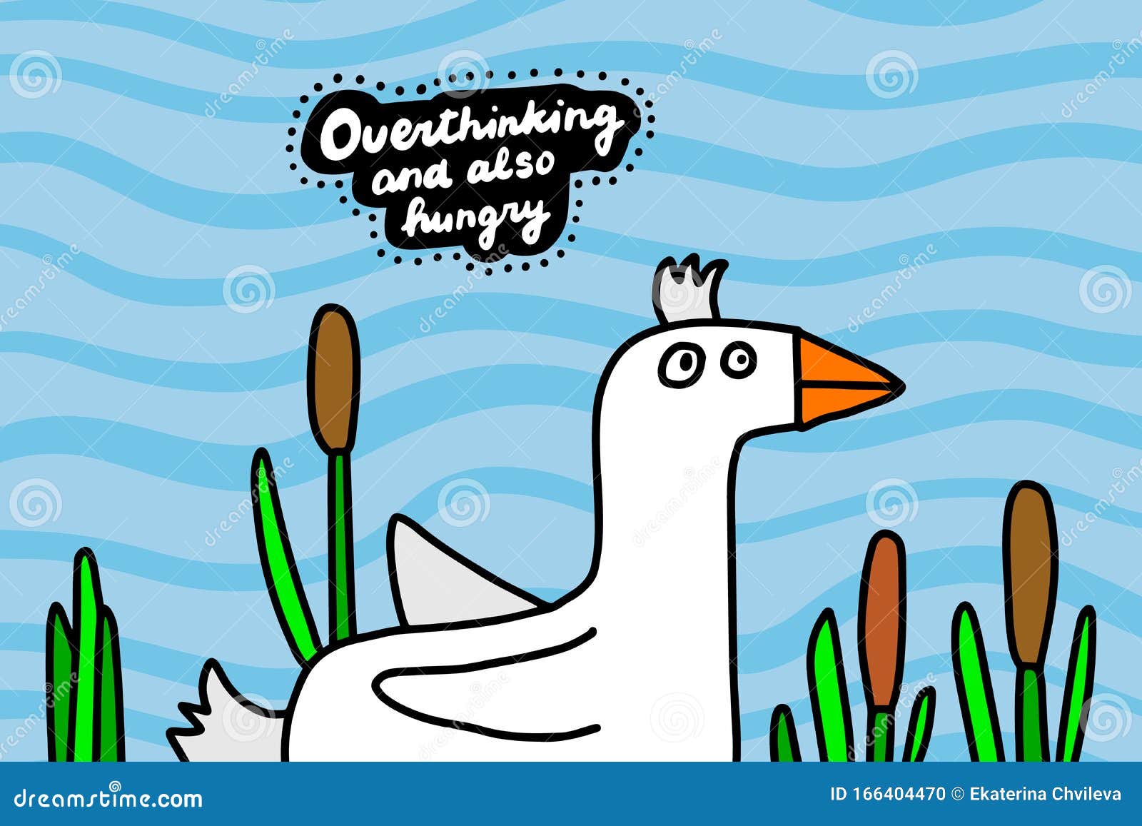 Overthinking and Also Hungry Hand Drawn Vector Illustration in Cartoon ...