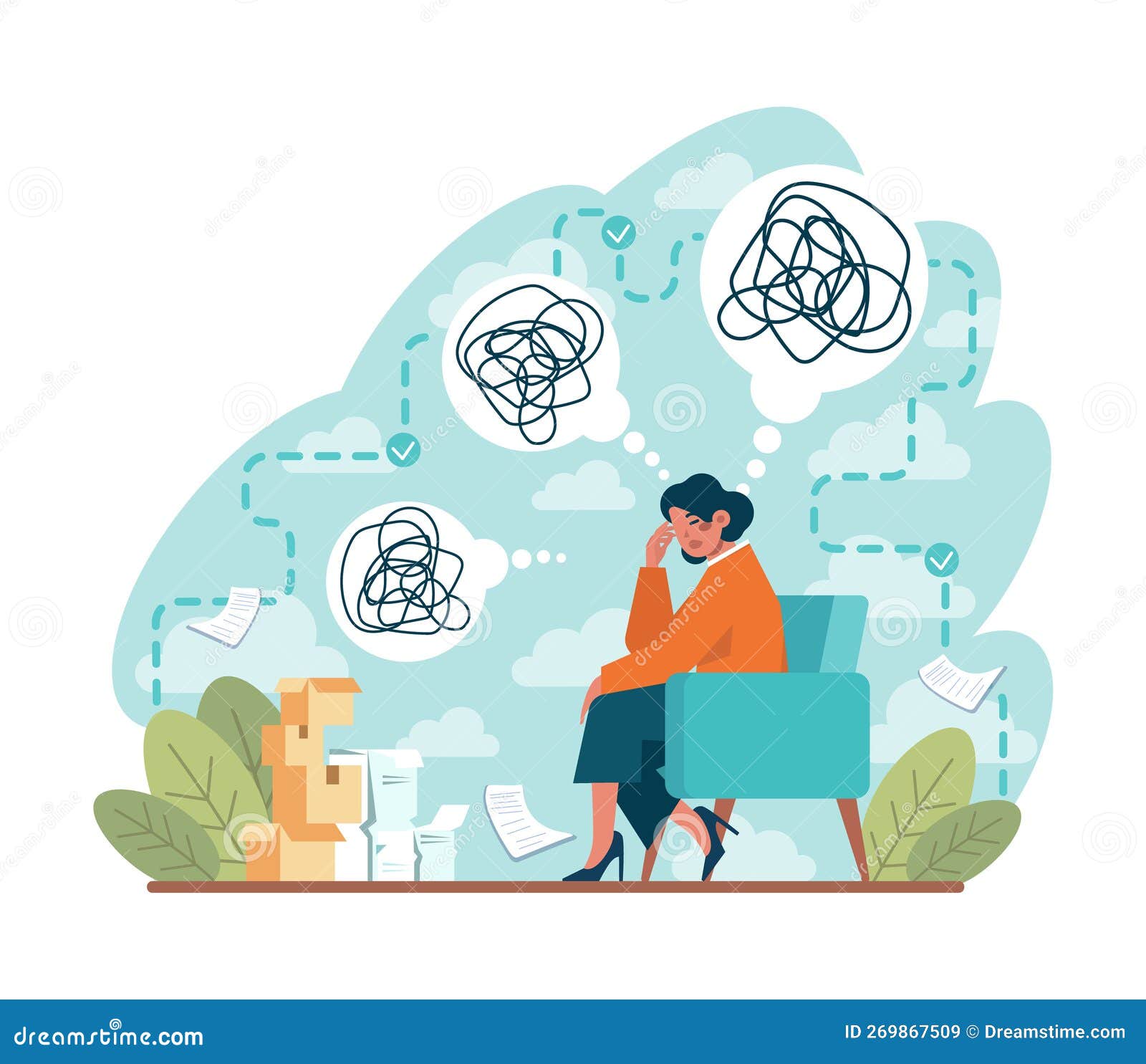 Overthinking. Anxiety and Stress Caused by Thinking Too Much Stock ...