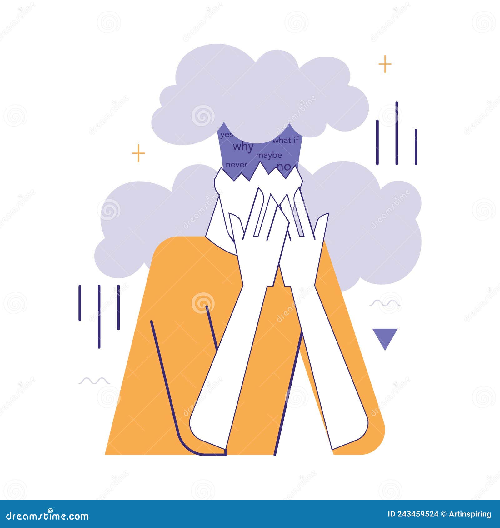 Overthinking. Anxiety and Stress Caused by Thinking Too Much Stock ...