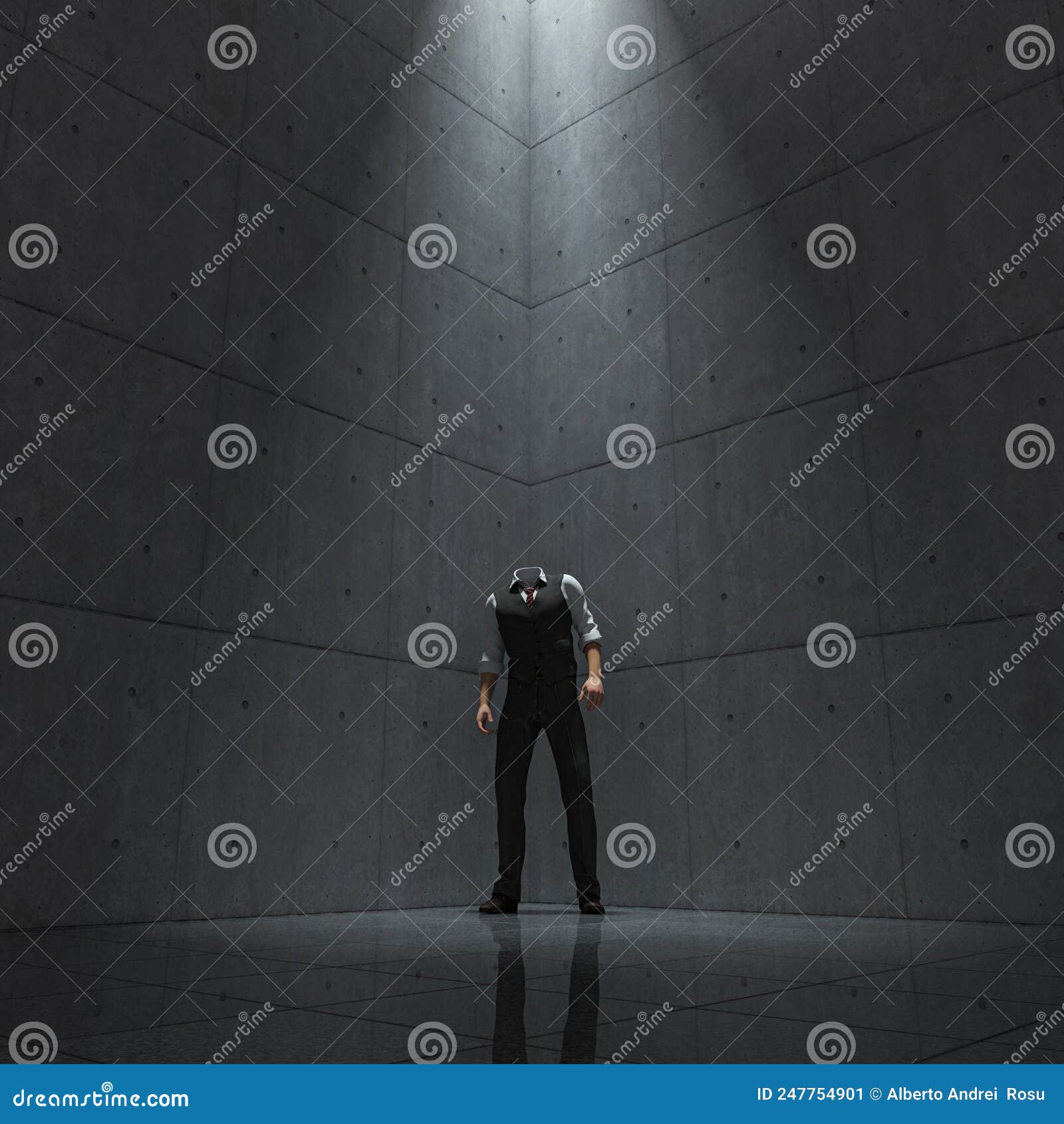 Headless Businessman on Concrete Background . Stock Illustration ...