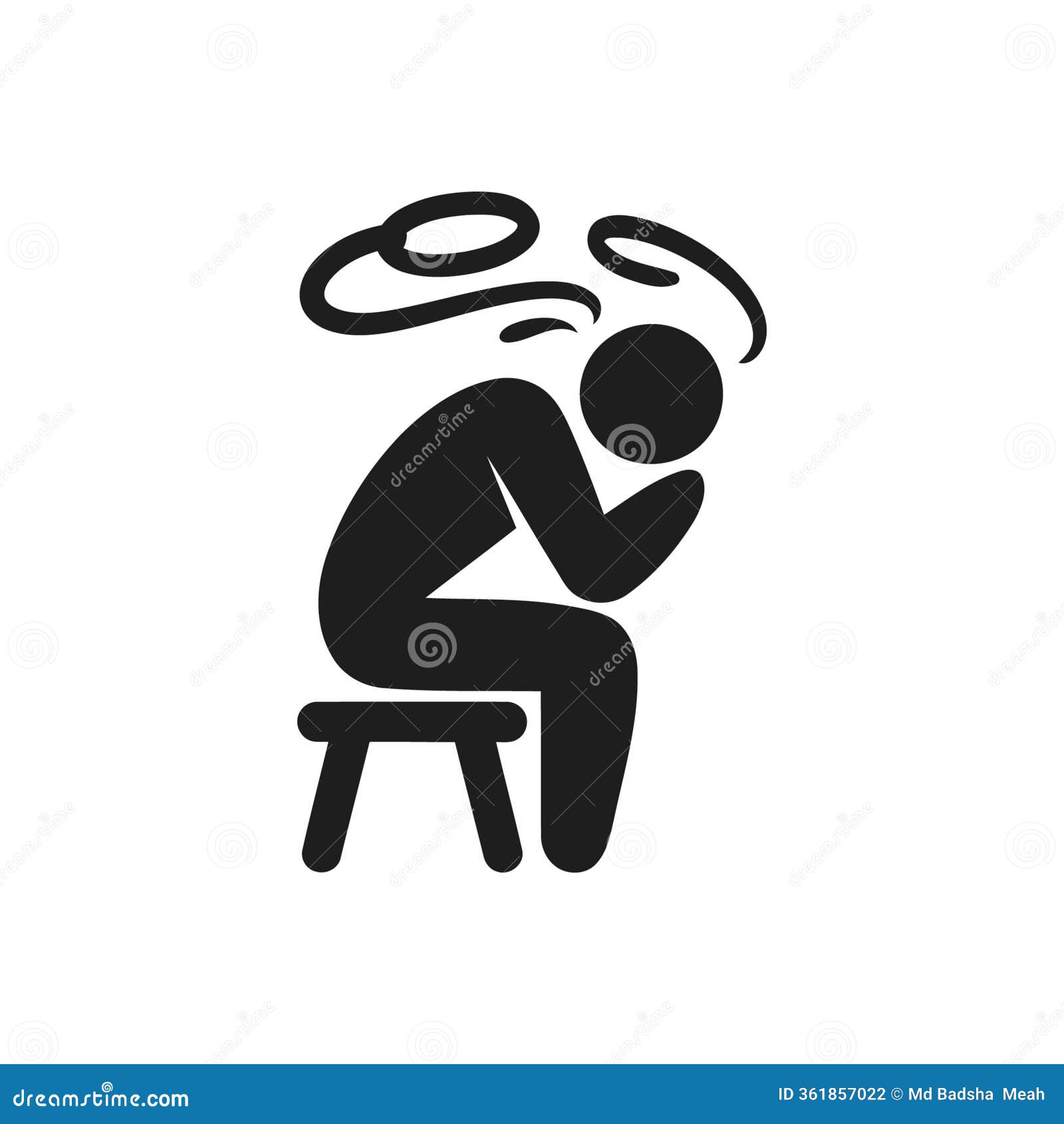 Overthinking Person Icon stock vector. Illustration of worry - 361857022