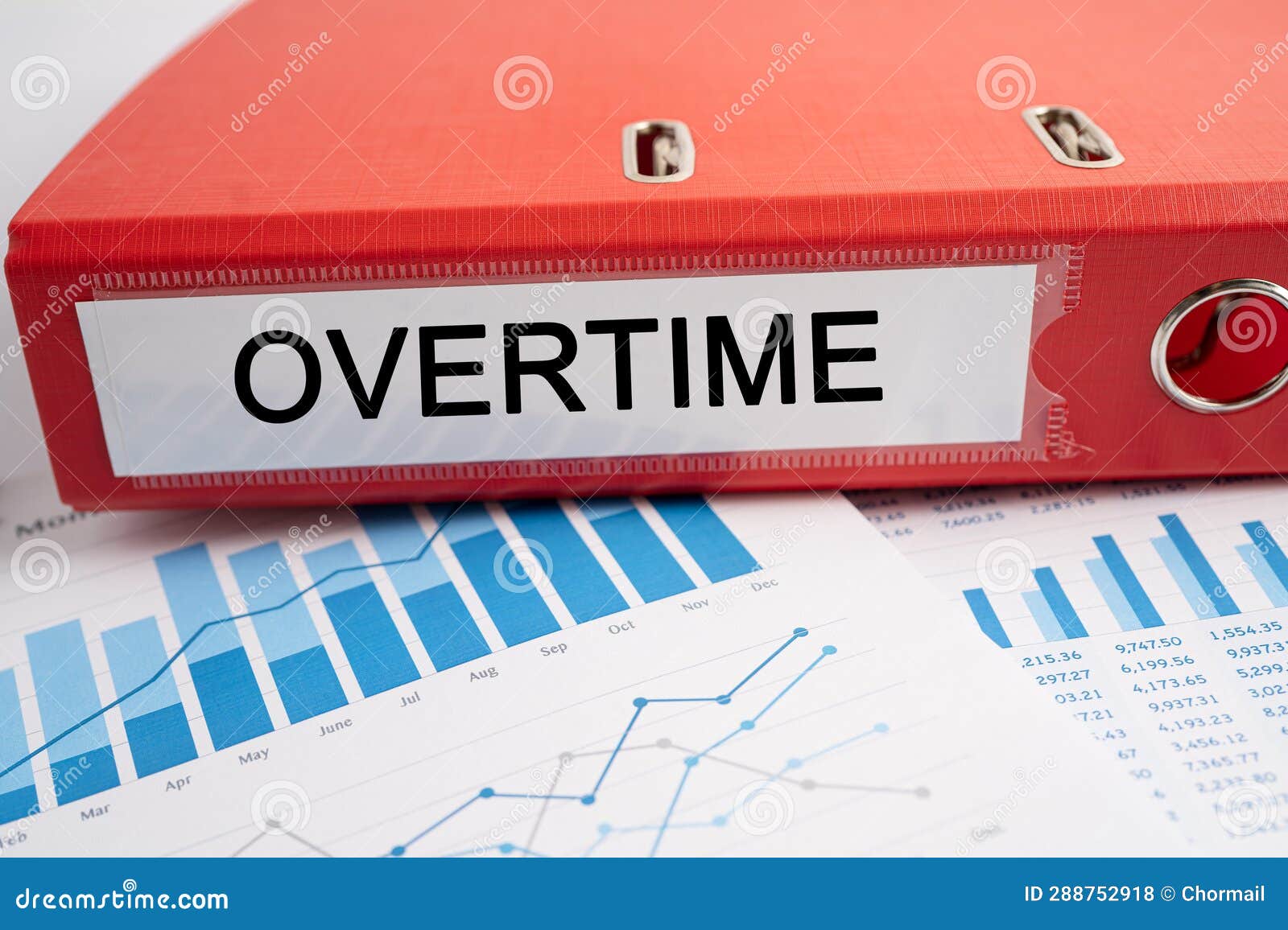Overtime. Binder Data Finance Report Business with Graph Analysis in ...