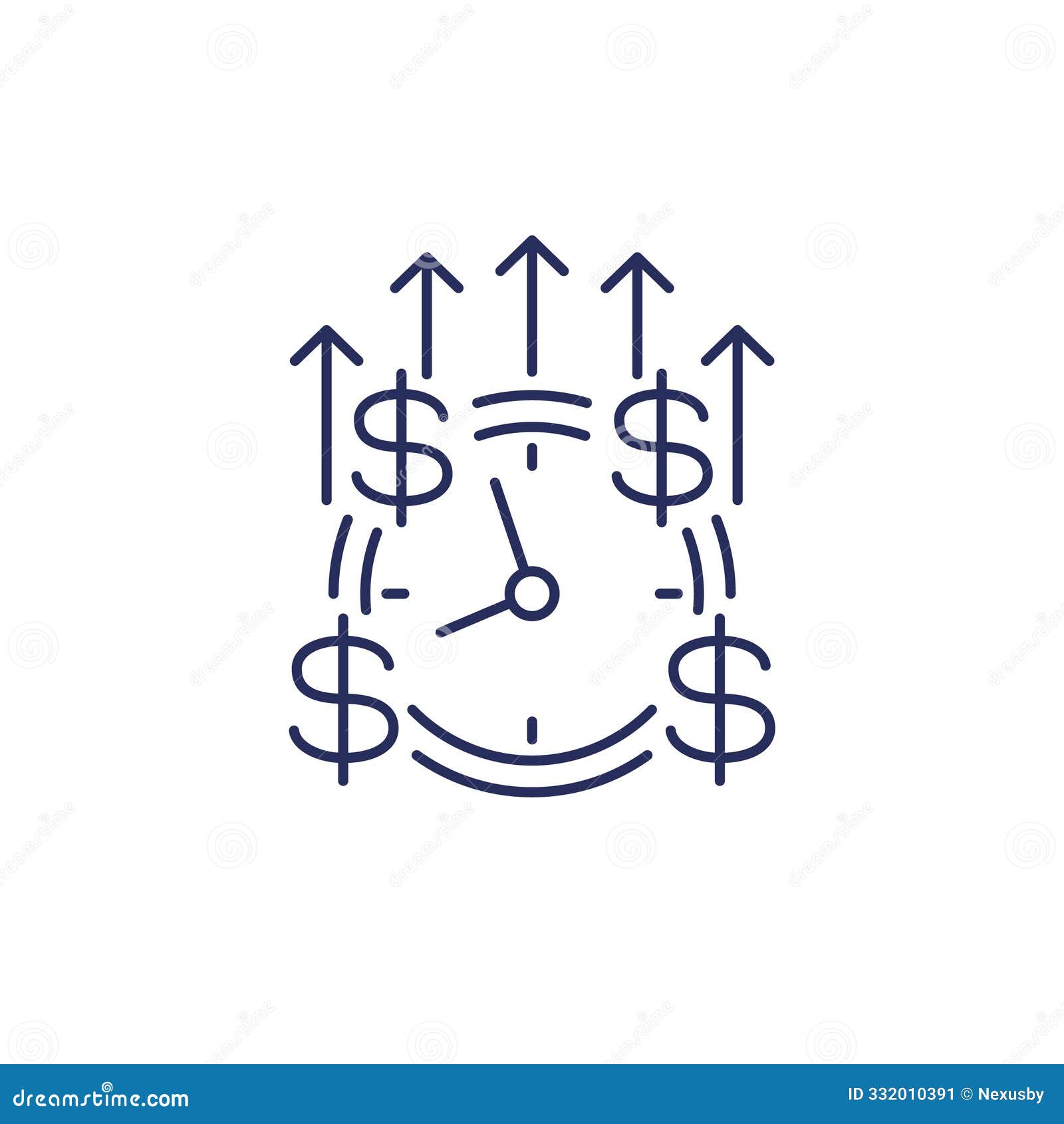 Overtime Pay Line Icon on White Stock Illustration - Illustration of ...