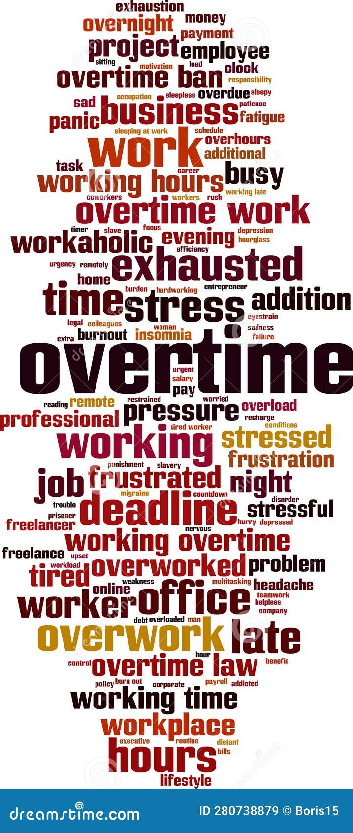 Overtime word cloud stock vector. Illustration of stress - 280738879