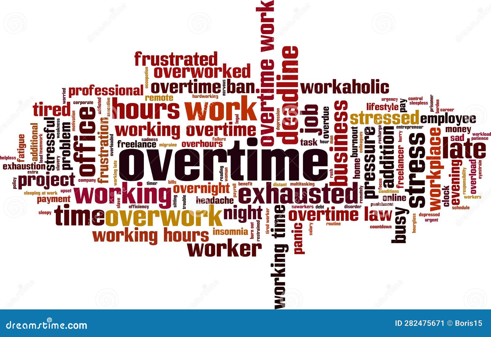 Overtime word cloud stock vector. Illustration of time - 282475671