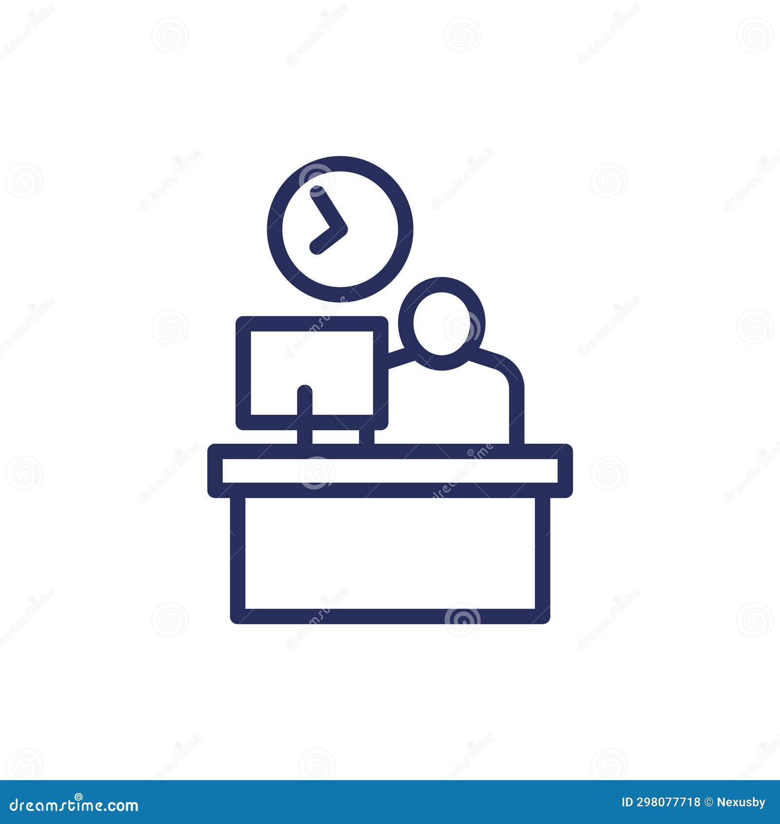 Overtime Work Line Icon with a Worker Stock Illustration - Illustration ...