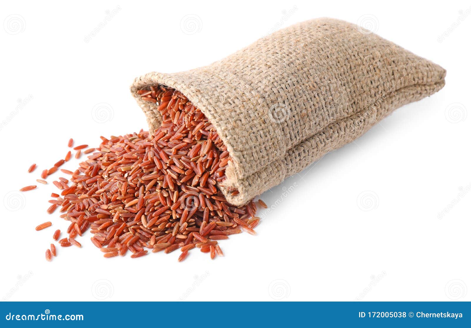 Overturned Bag of Brown Rice Isolated Stock Photo - Image of brown ...
