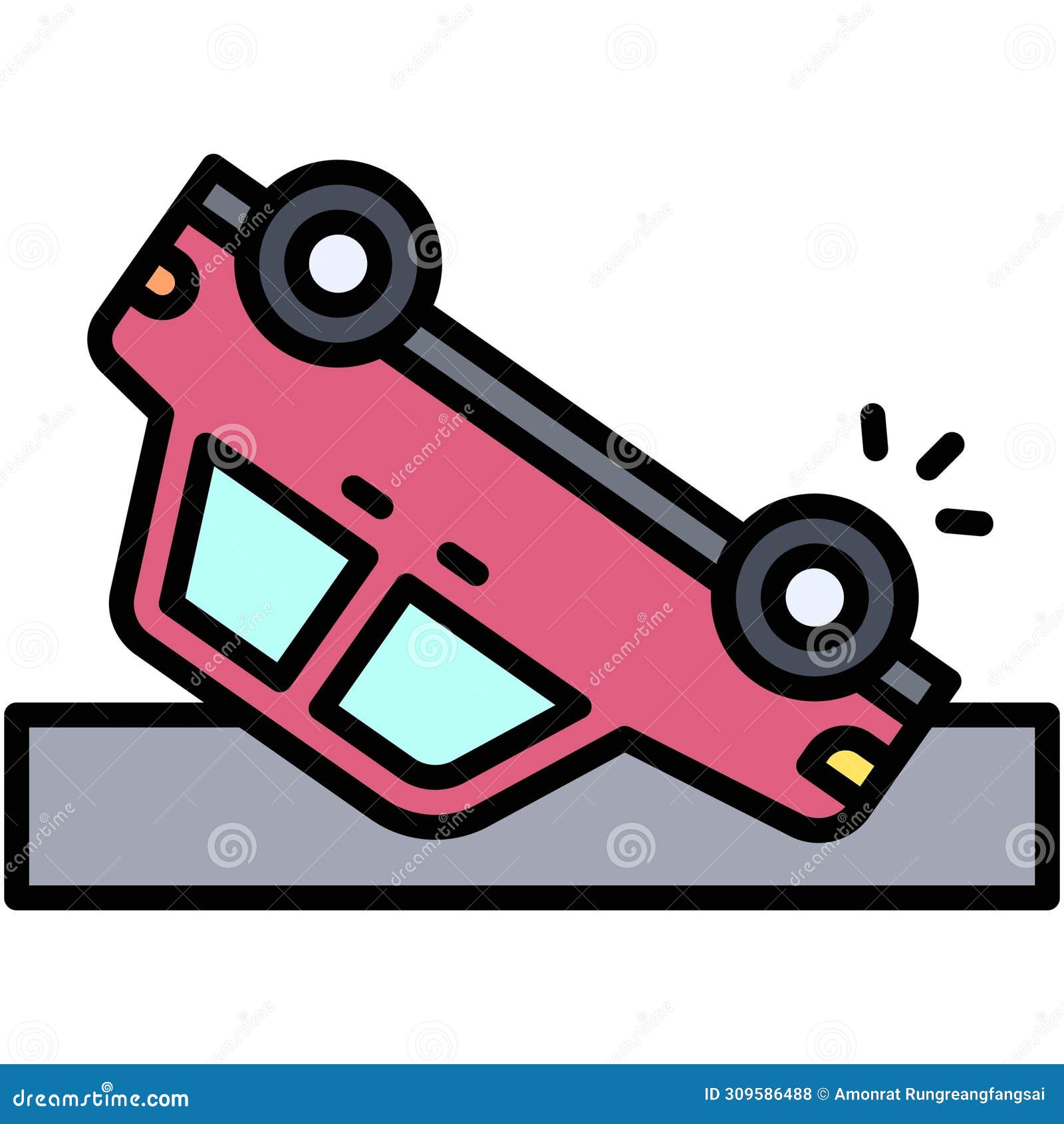Overturned Car Accident Illustration Vector Royalty-Free Stock ...