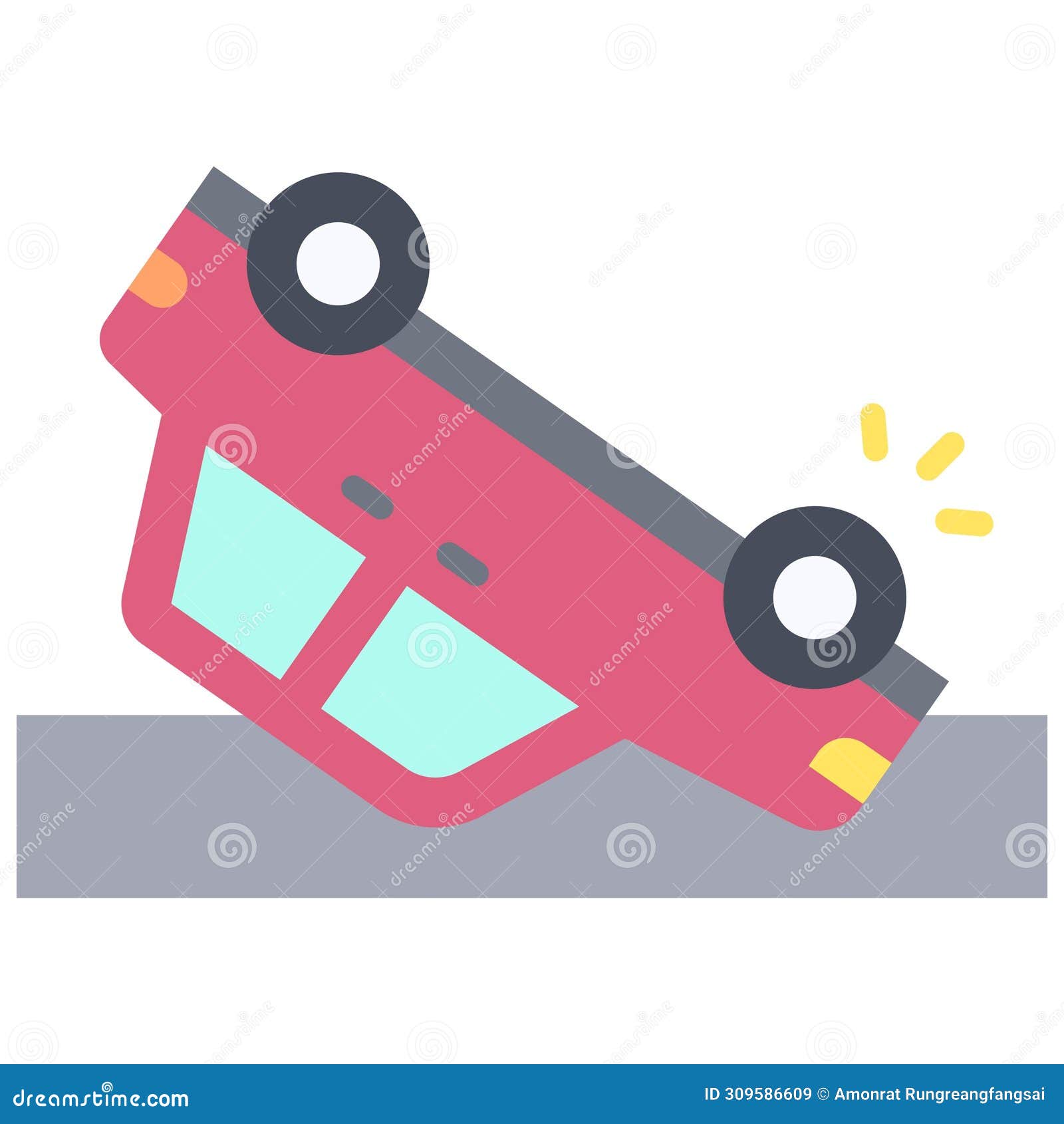 Overturned Car Accident Illustration Vector Royalty-Free Stock ...