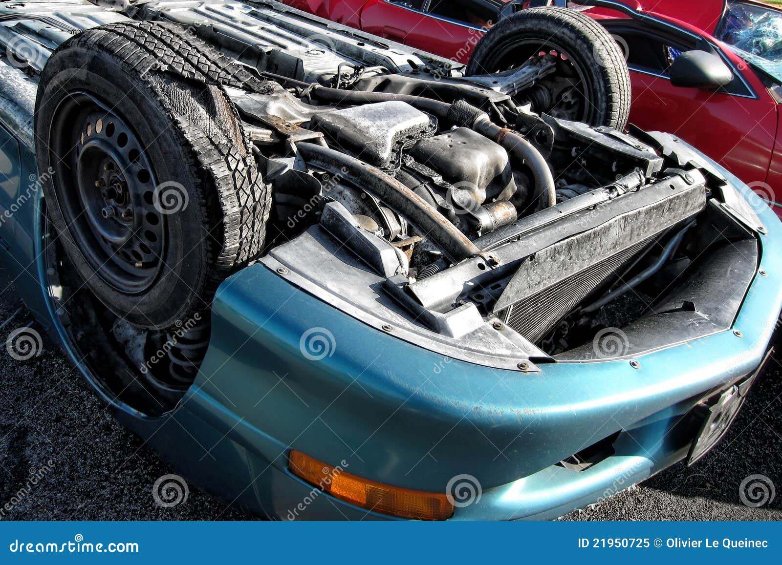 Overturned Car after Tragic Traffic Accident Crash Stock Image - Image ...