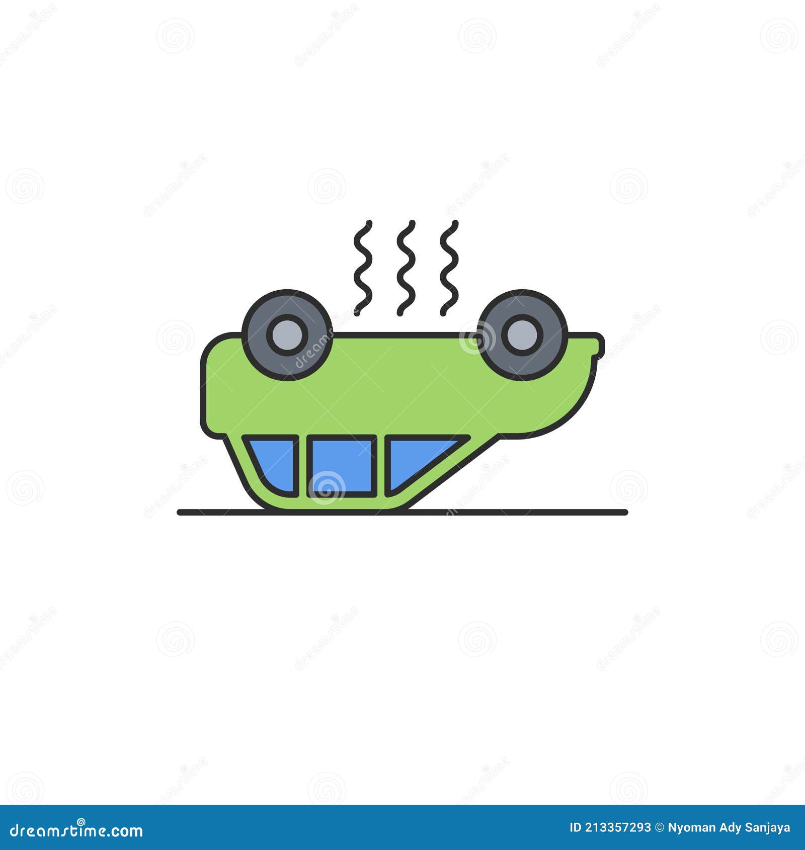 Overturned Car Accident Illustration Vector Royalty-Free Stock ...