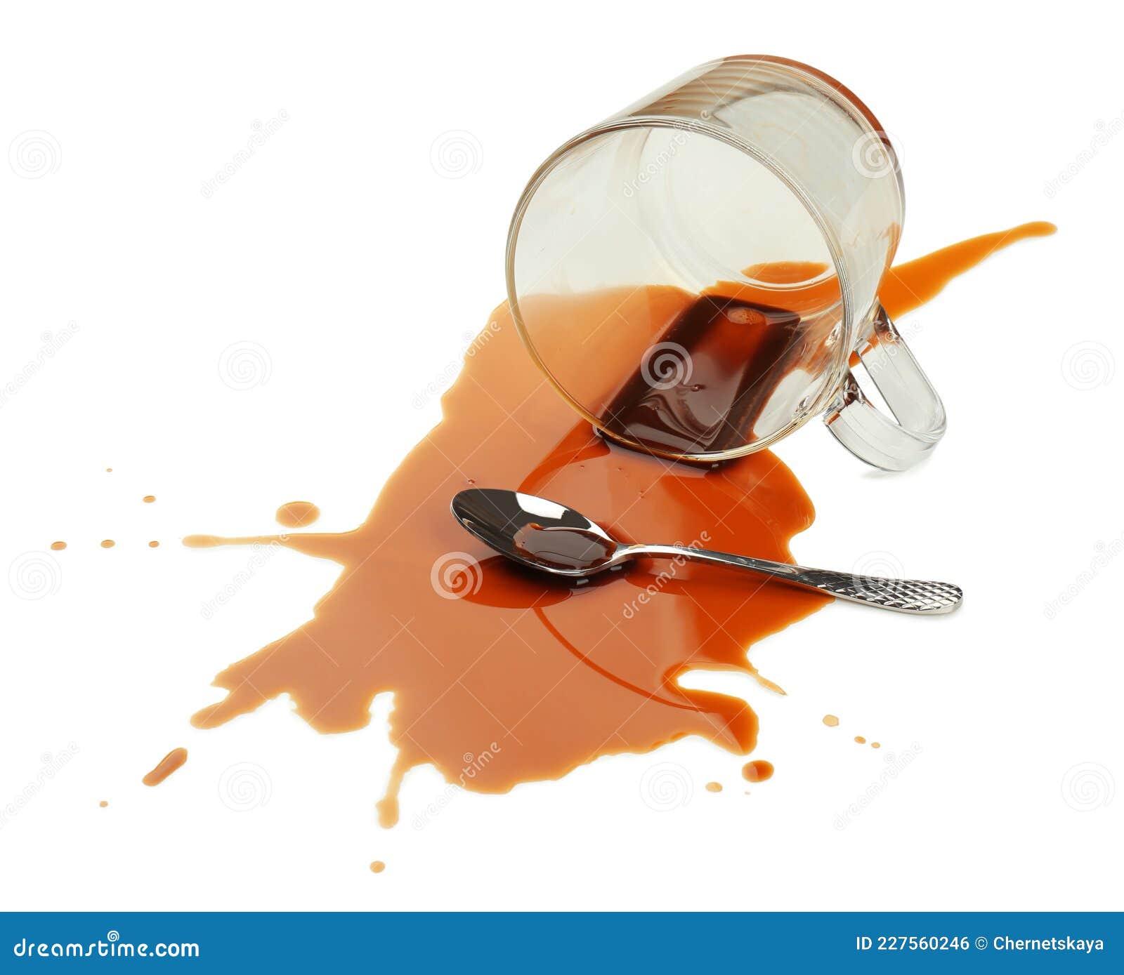 Overturned Cup and Spilled Coffee on White Background Stock Photo ...