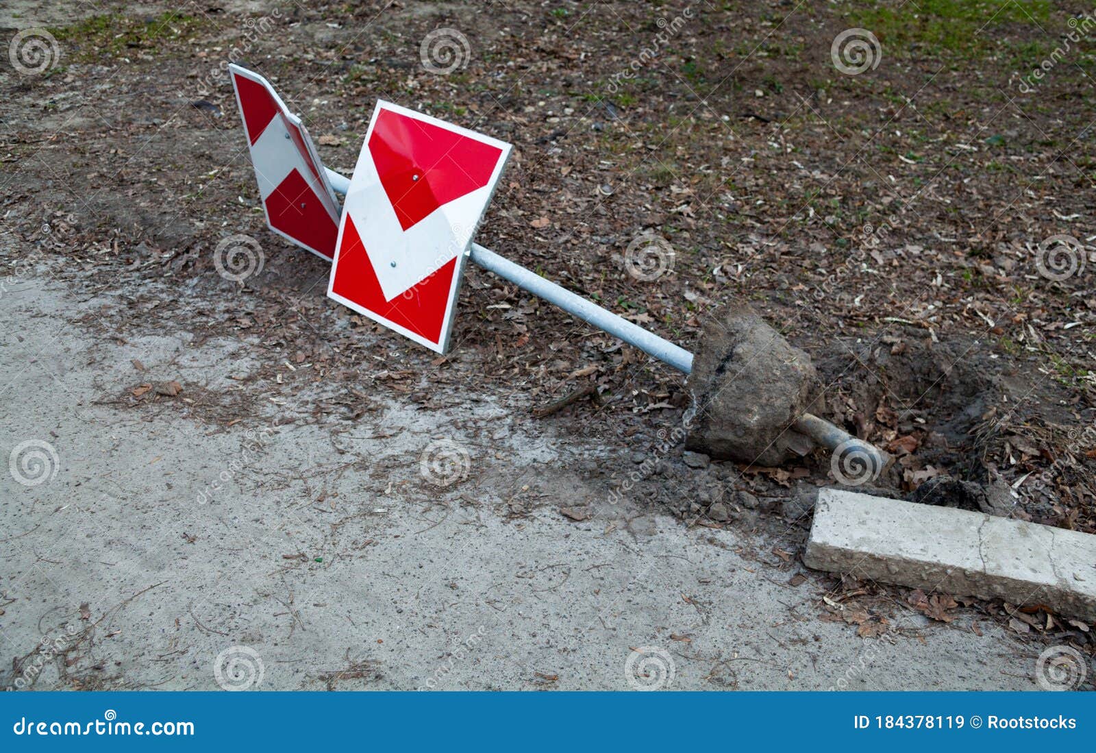 Overturned Sign. Direction of the Turn Sign Stock Image - Image of city ...