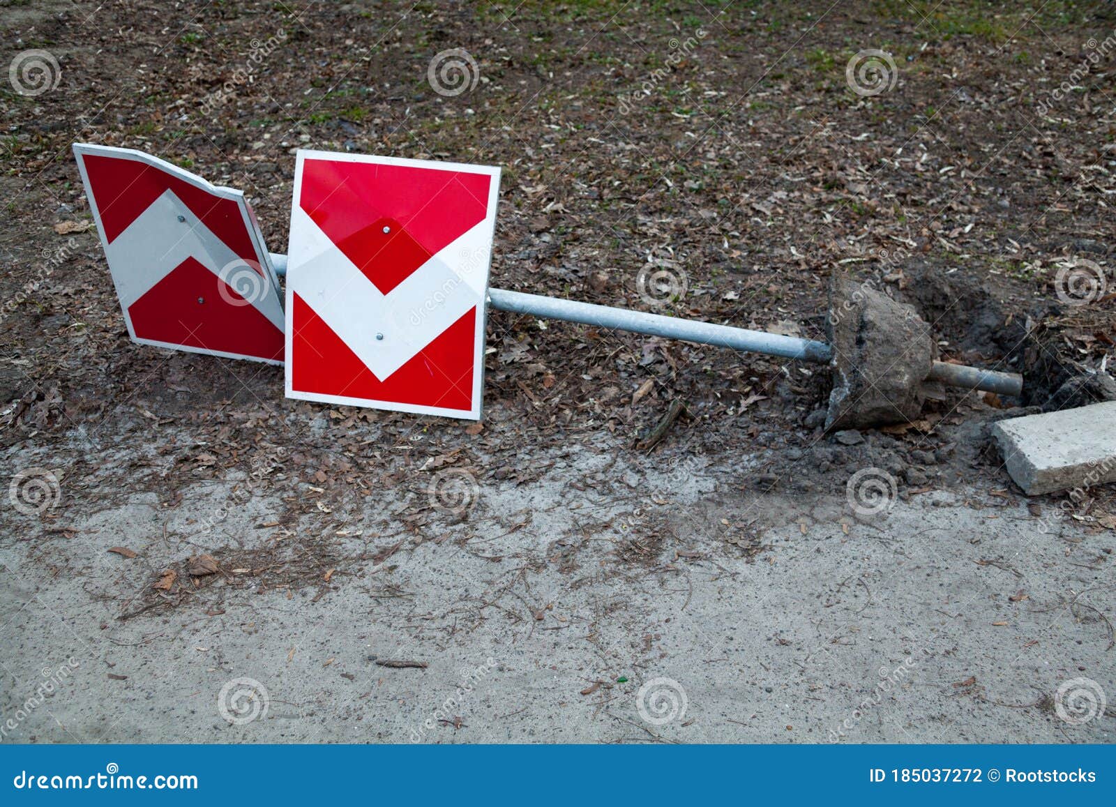 Overturned Sign. Direction of the Turn Sign Stock Photo - Image of ...