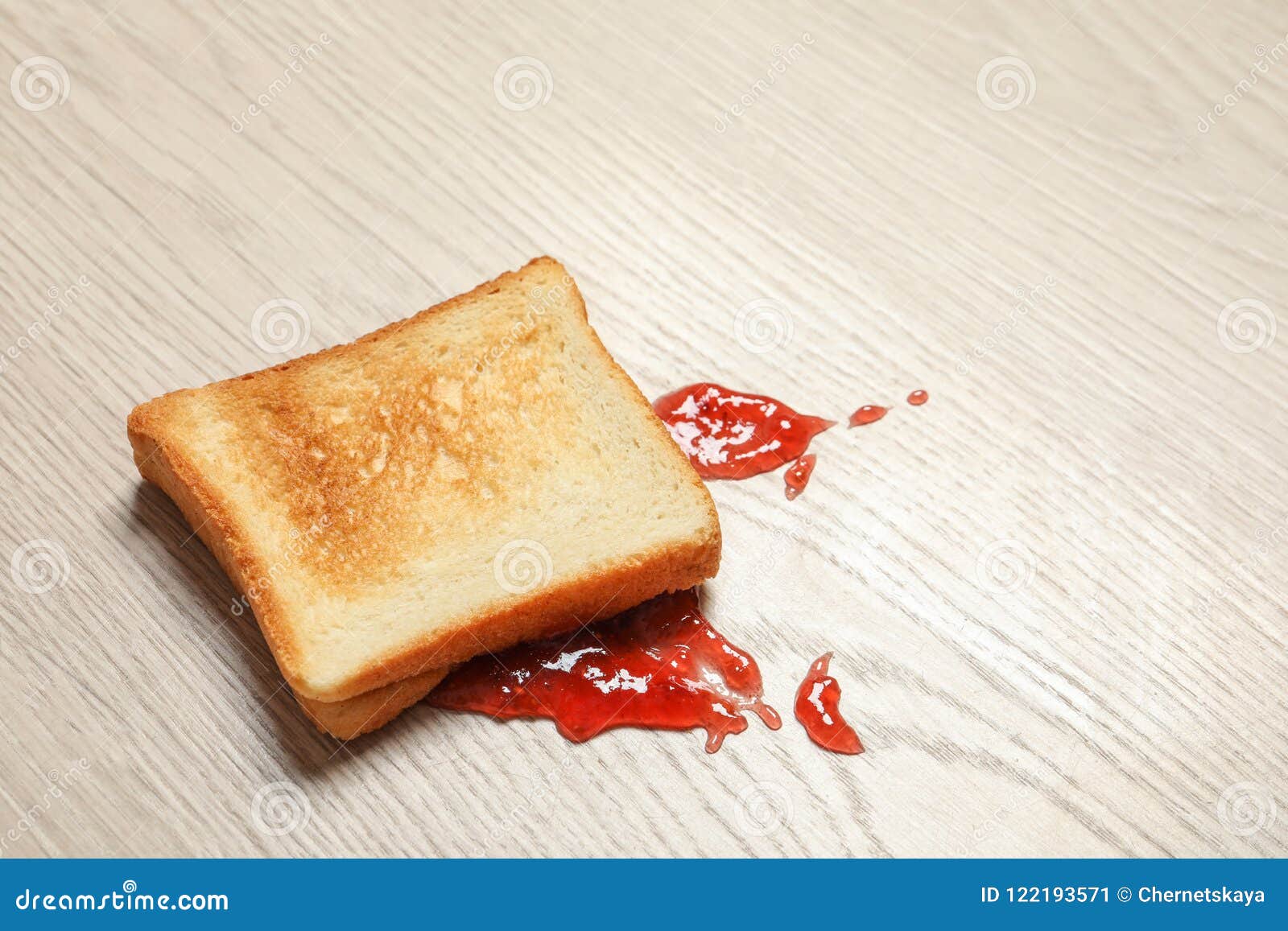 Overturned Toast Bread with Jam Stock Image - Image of misfortune ...
