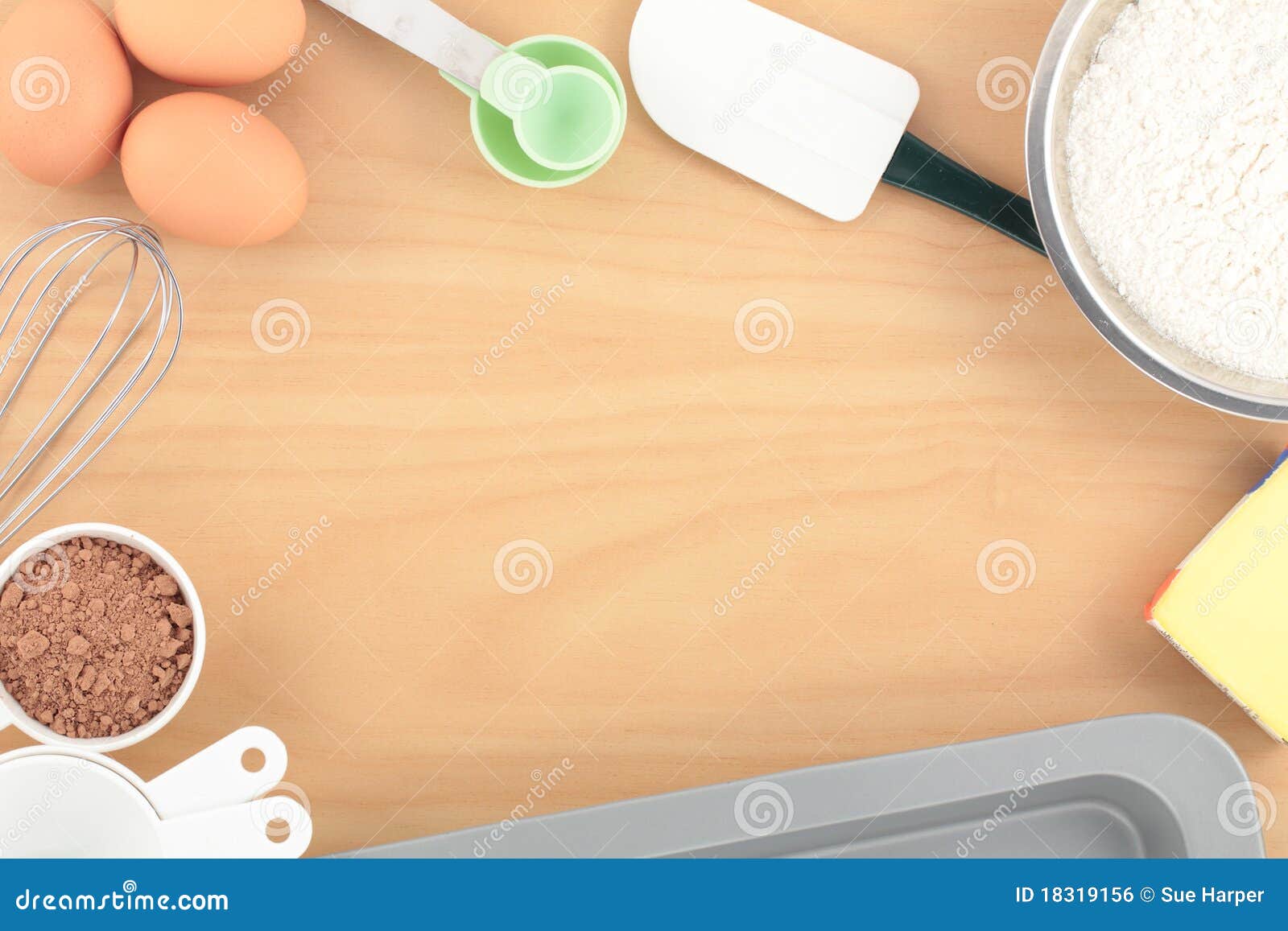 Overview Baking on Wood Bench Stock Photo - Image of closeup, flour ...