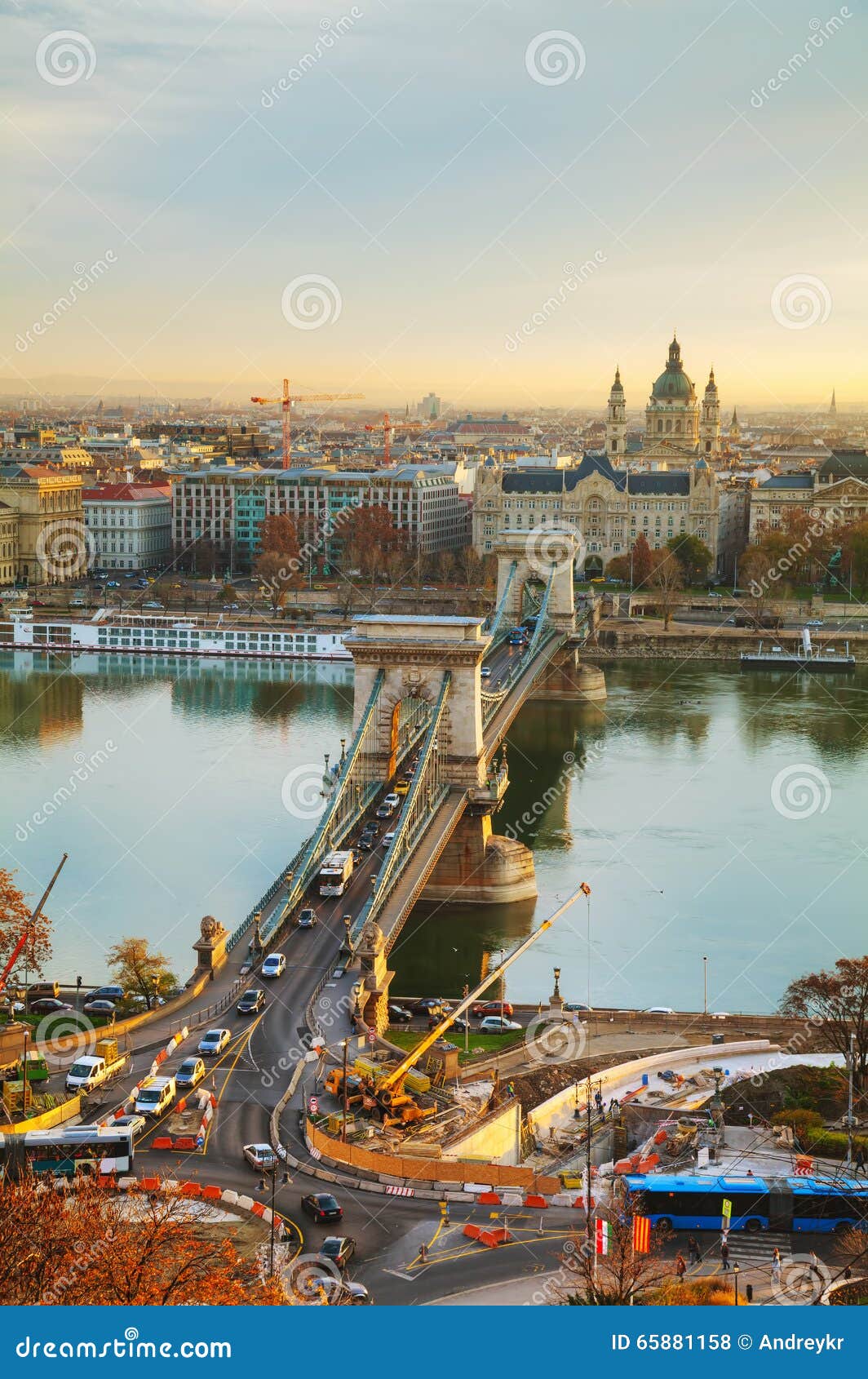 Overview of Budapest at Sunrise Stock Photo - Image of bridge ...
