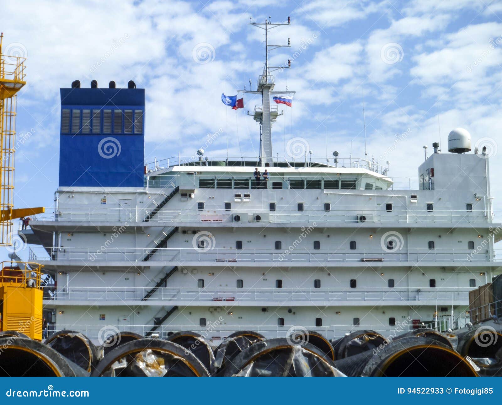 Overview of the Deck of a Pipe Lay Vessel. the Ship S Deck. Stock Image ...