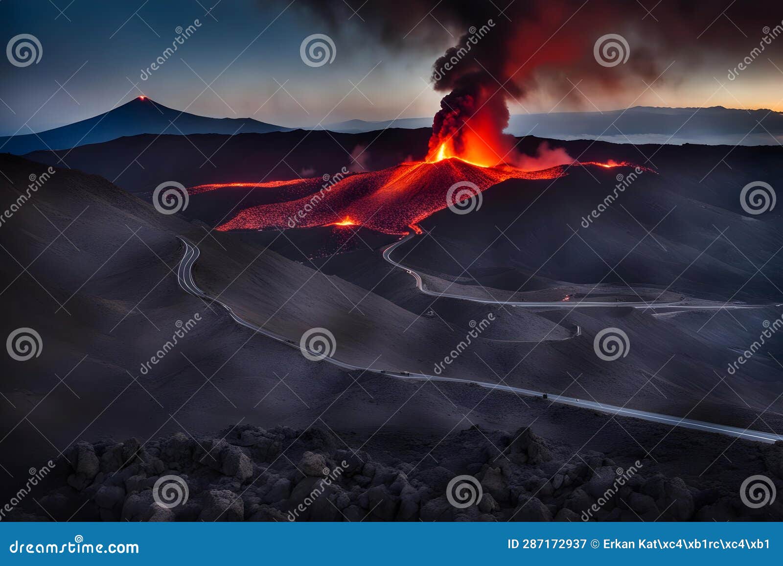 Overview of the Volcano during the Eruption Stock Image - Image of ...
