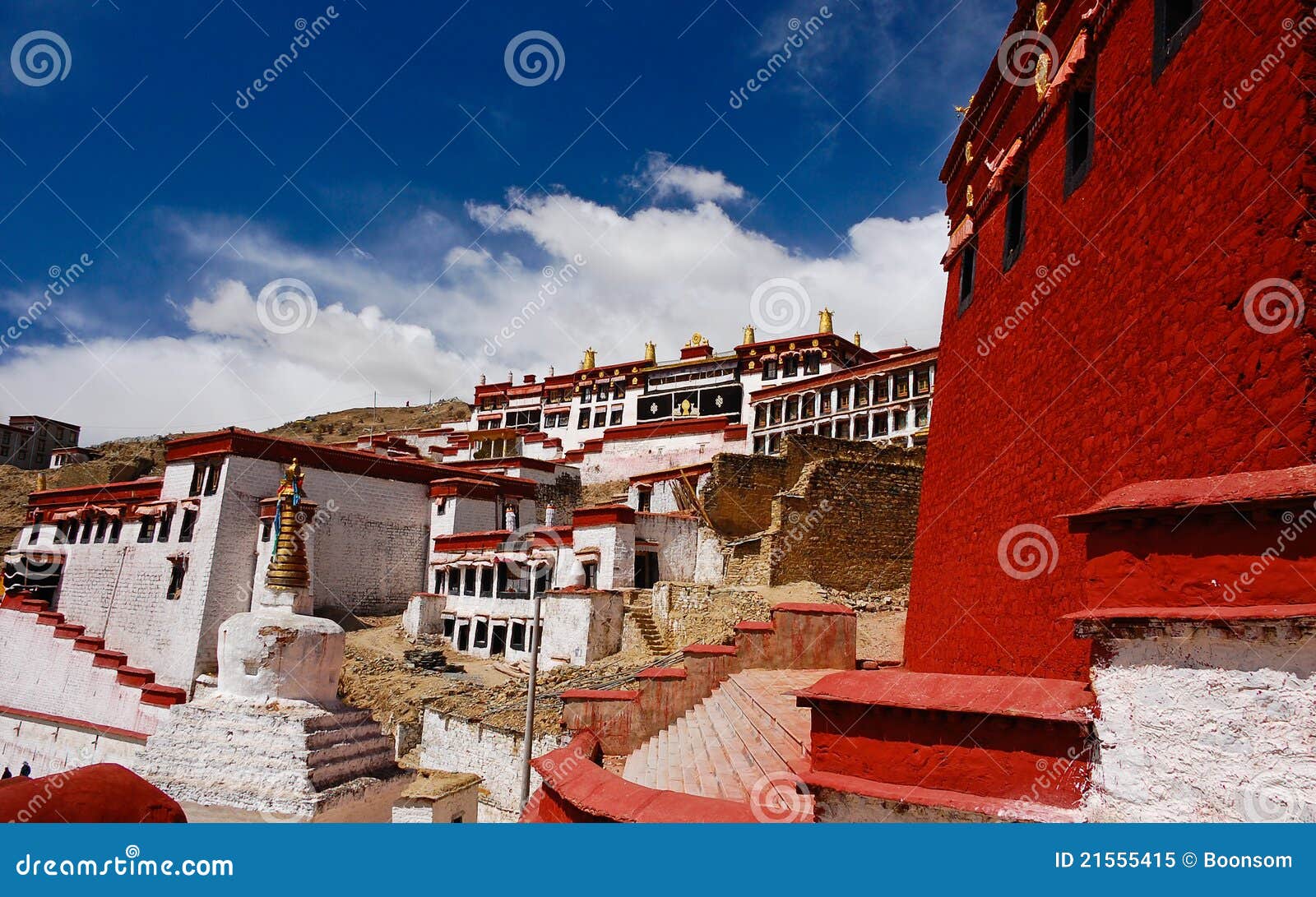 Overview of Ganden Monastery, Tibet Stock Image - Image of shrine ...