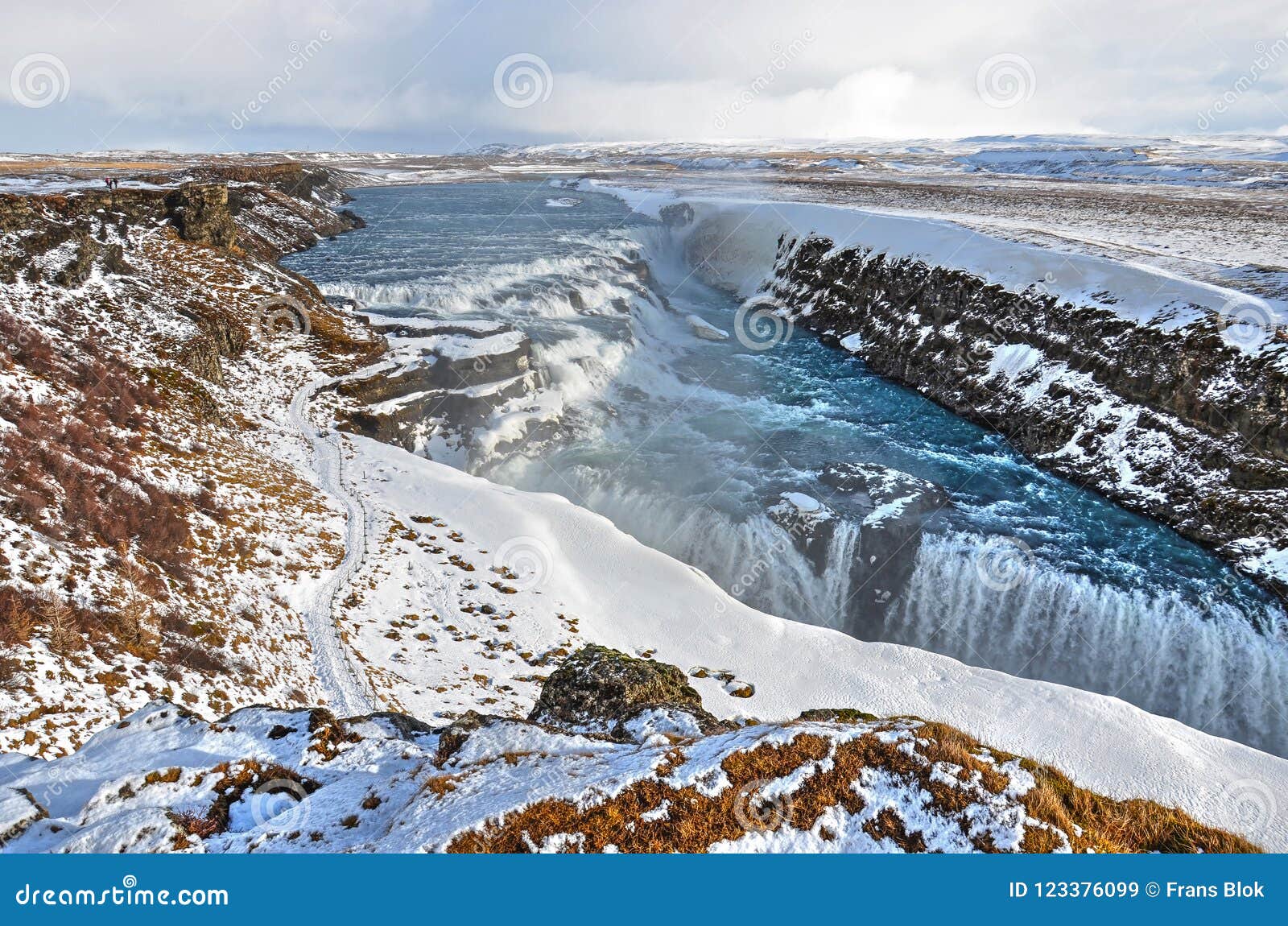 Gullfoss Waterfall Overview Stock Image - Image of waterfall, landscape ...