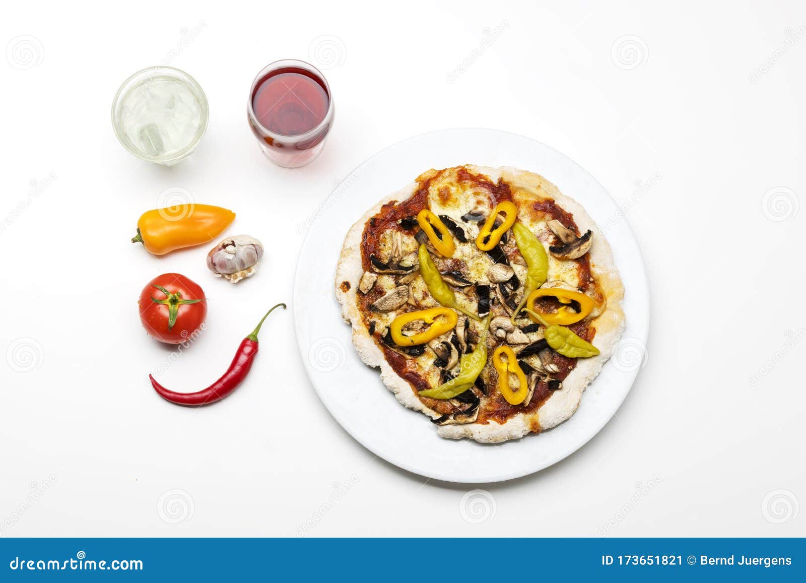 Overview of a pizza stock image. Image of basil, view - 173651821