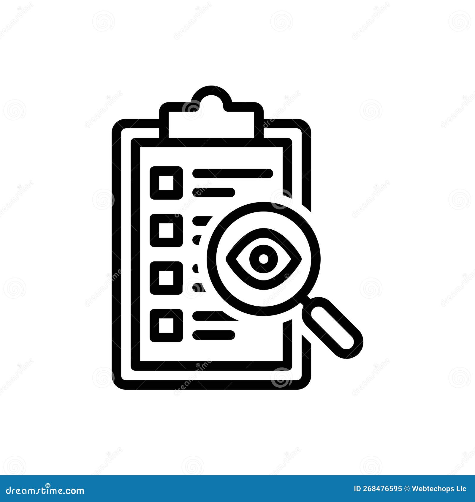 Black Line Icon For Overview, Inspection And Inquiry Cartoon Vector ...